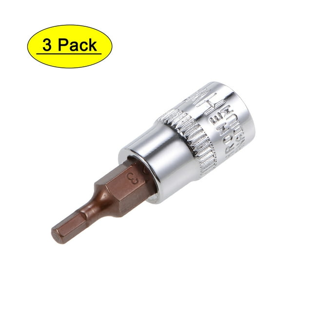 Uxcell 1/4" Drive x 3mm Standard Metric Hex Bit Socket, S2 & Cr-V Steel ...
