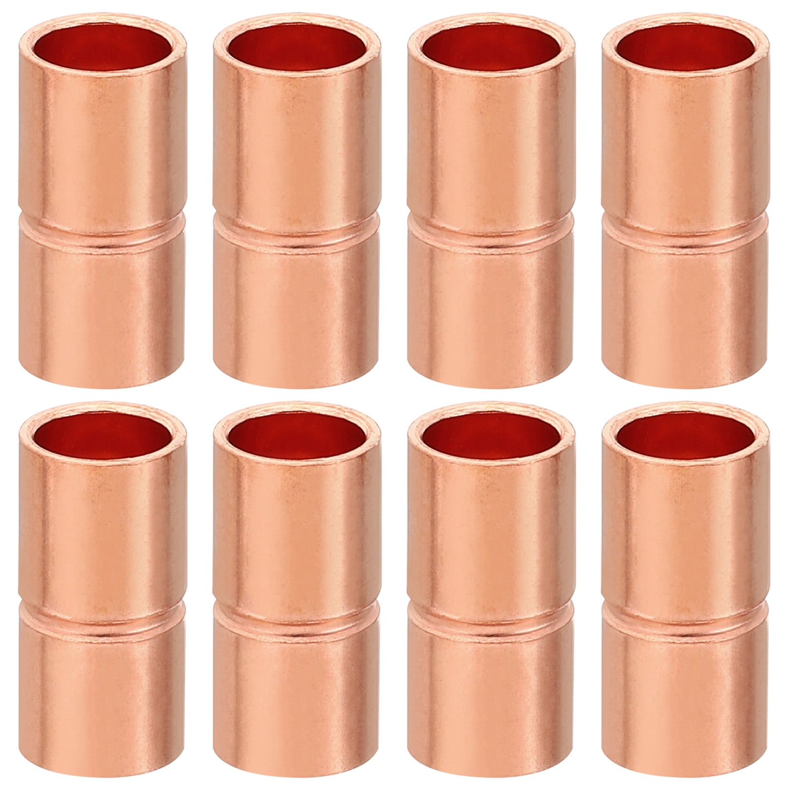 Uxcell 1/4 Inch ID Copper Coupling Fittings, 8 Pcs Rolled Tube Stop ...
