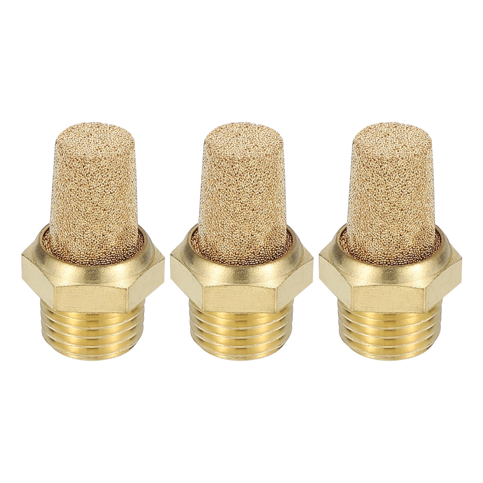 Uxcell 1/4 Inch NPT Sintered Bronze Exhaust Muffler, 3Pcs Brass ...