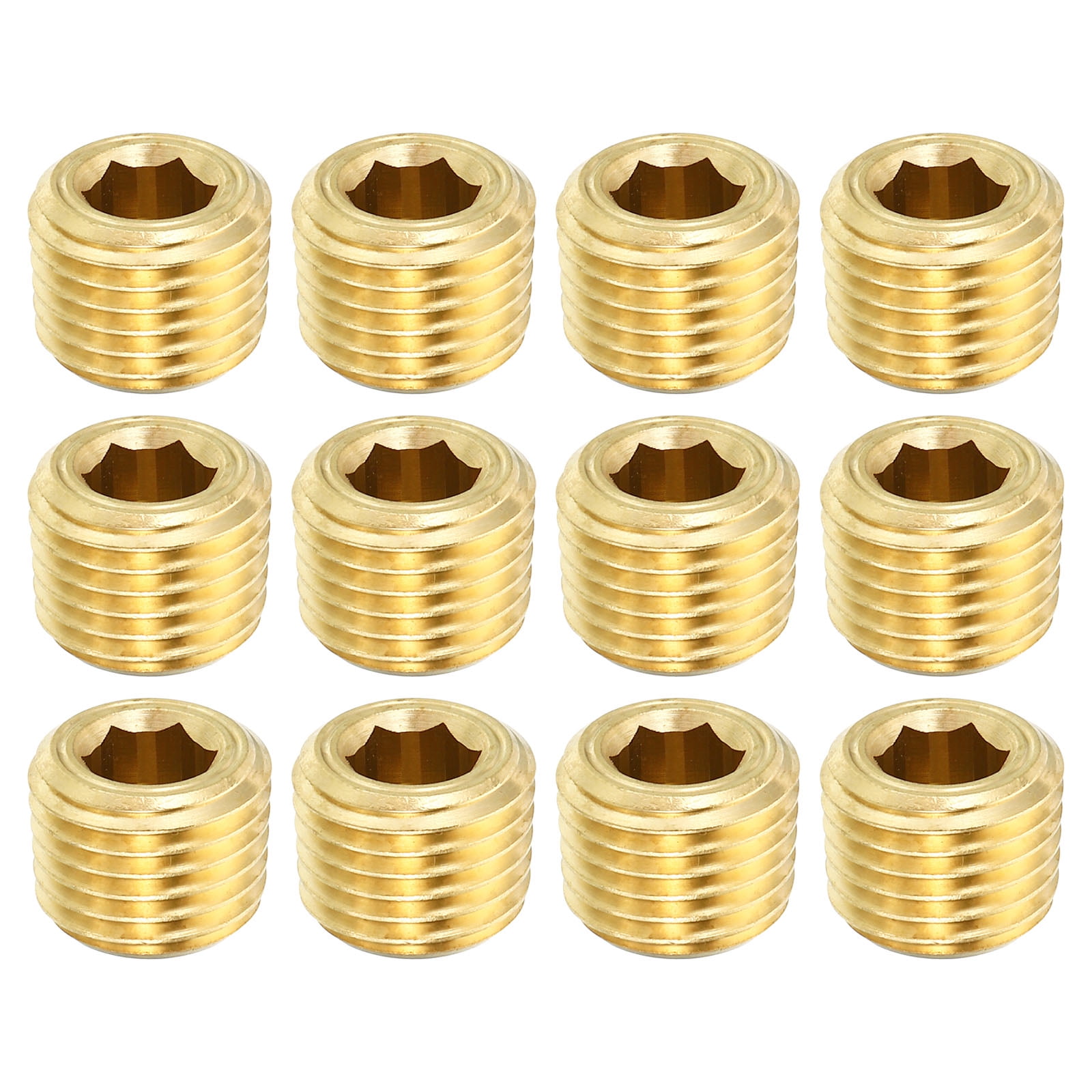 Uxcell 1/4" NPT Brass Hex Countersunk Plugs Counter Sunk Internal Hex ...
