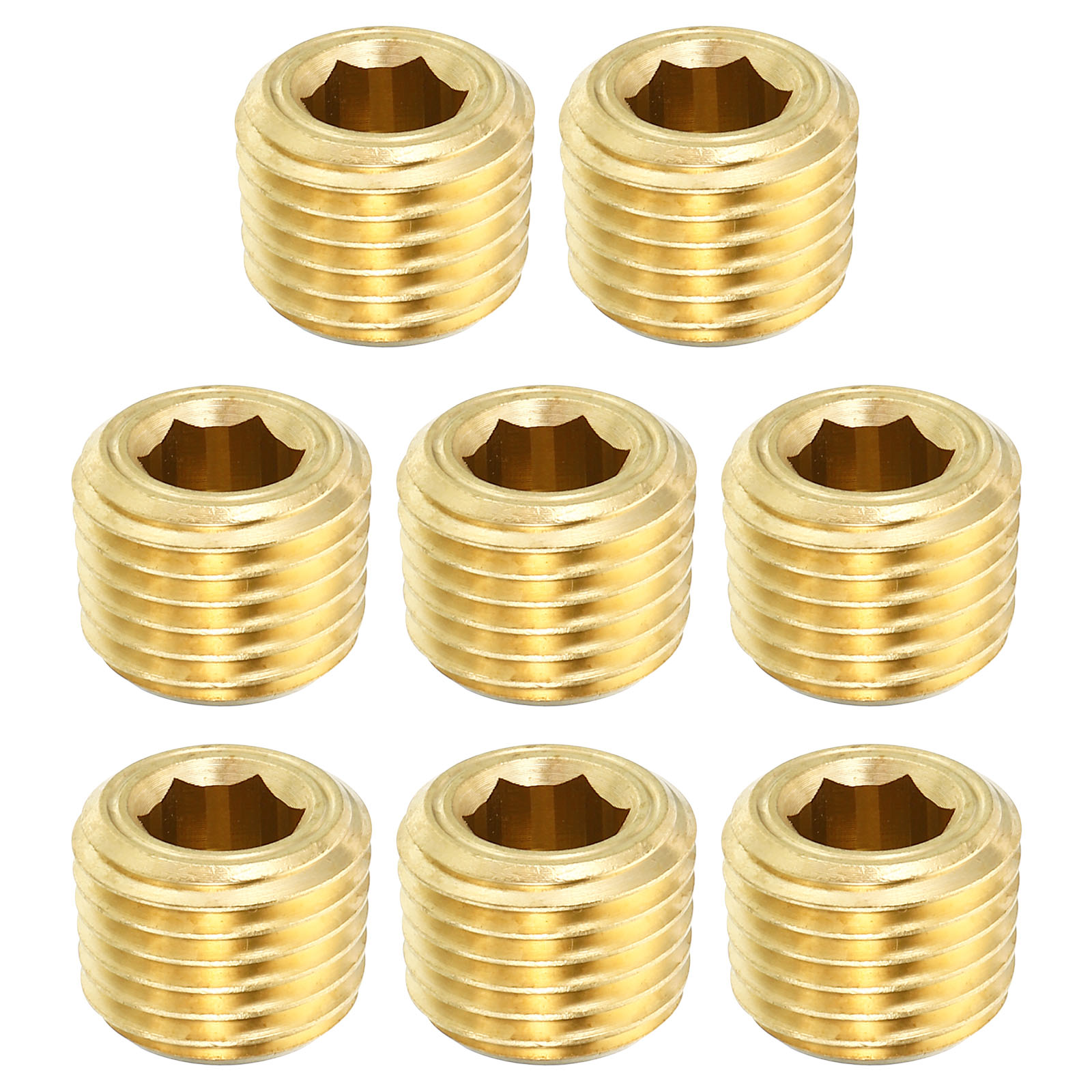 Uxcell 1/4" NPT Brass Hex Countersunk Plugs Counter Sunk Internal Hex Thread Socket Pipe Plugs ...