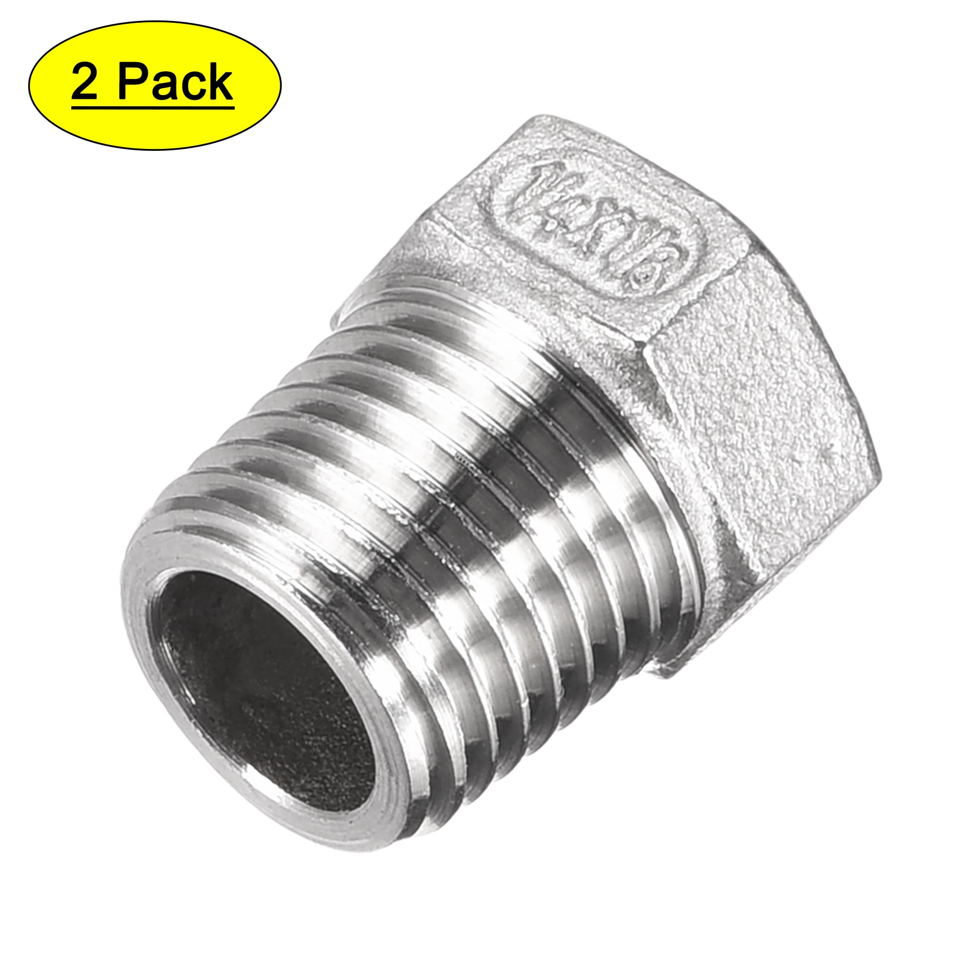 Uxcell 1/4 PT Male to 1/8 PT Female 304 Stainless Steel Pipe Fitting Reducing Hex Bushing 2 Pack ...