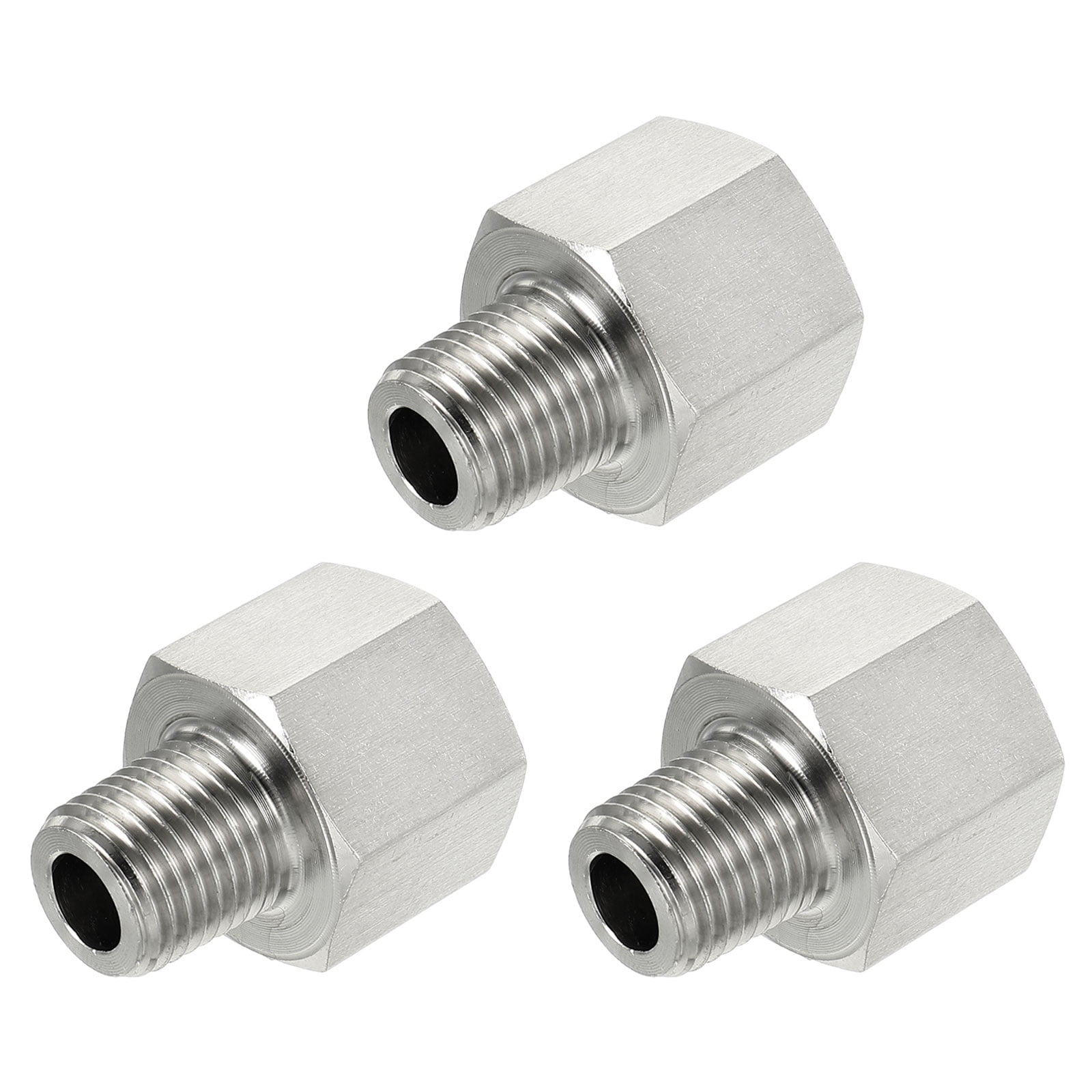 Uxcell 1/4 PT Male to 3/8 PT Female Stainless Steel Pipe Fitting Reducing Hex Bushing 3pcs ...