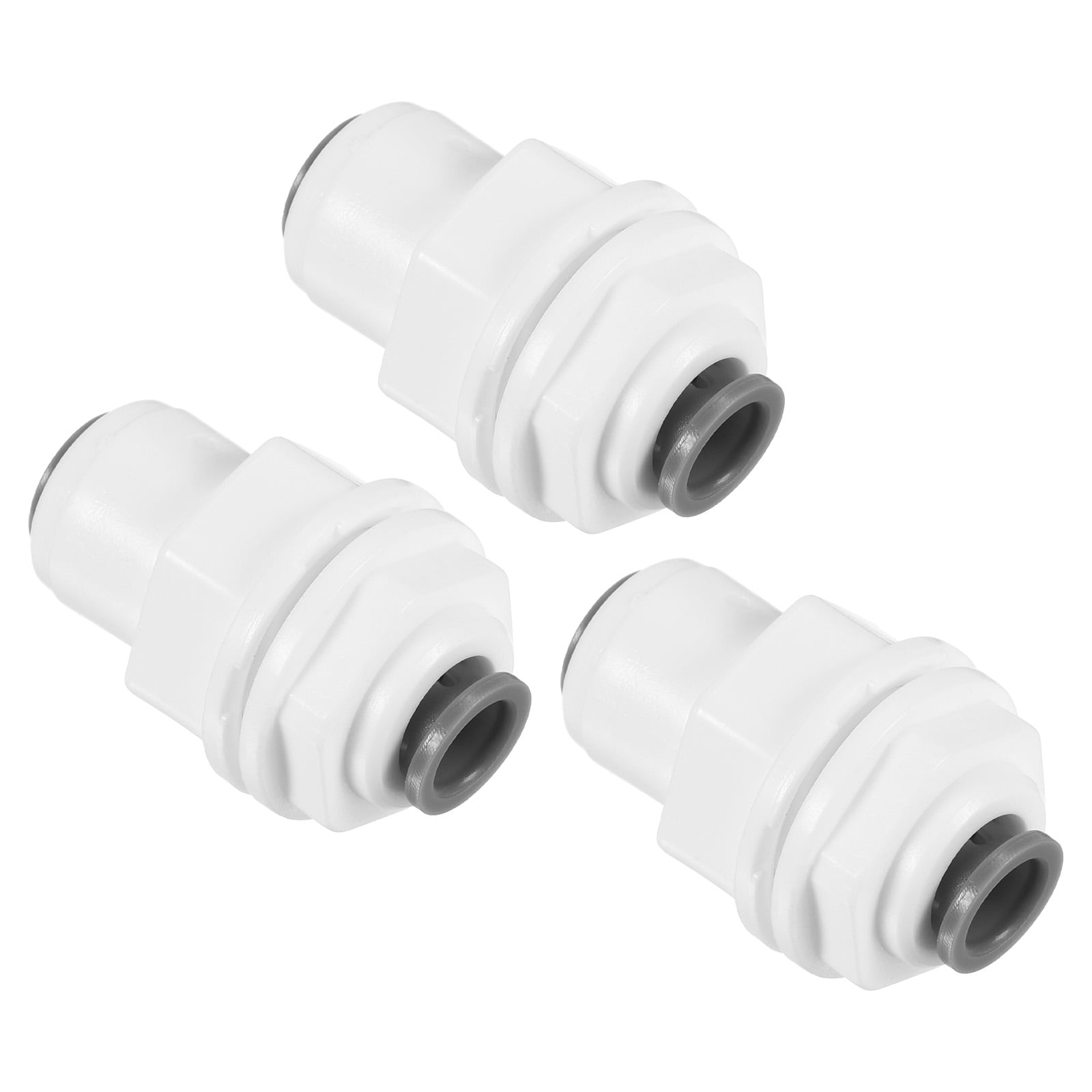Uxcell 1/4" Push to Connect Bulkhead Fittings, 3 Pack Straight White ...