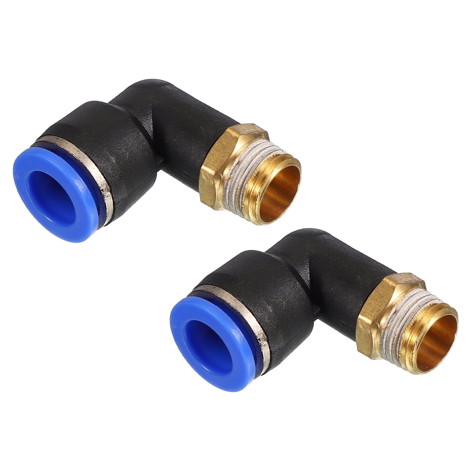 Uxcell 1/4" Push to Connect Fitting 2 Pack PT Male Thread 90 Degree Connect 10mm Tubing Elbow ...