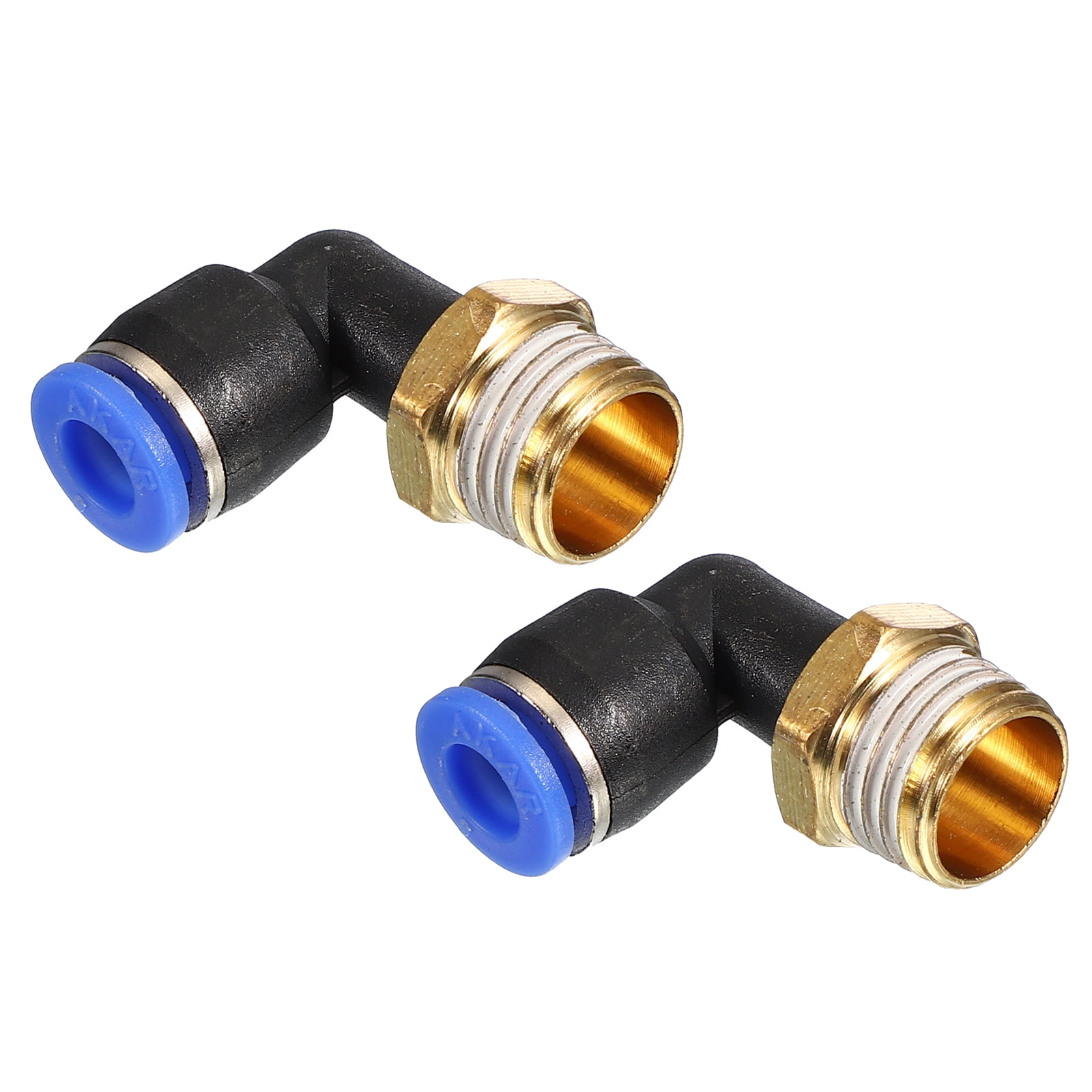 Uxcell 1/4" Push to Connect Fitting 2 Pack PT Male Thread 90 Degree Connect 6mm Tubing Elbow ...