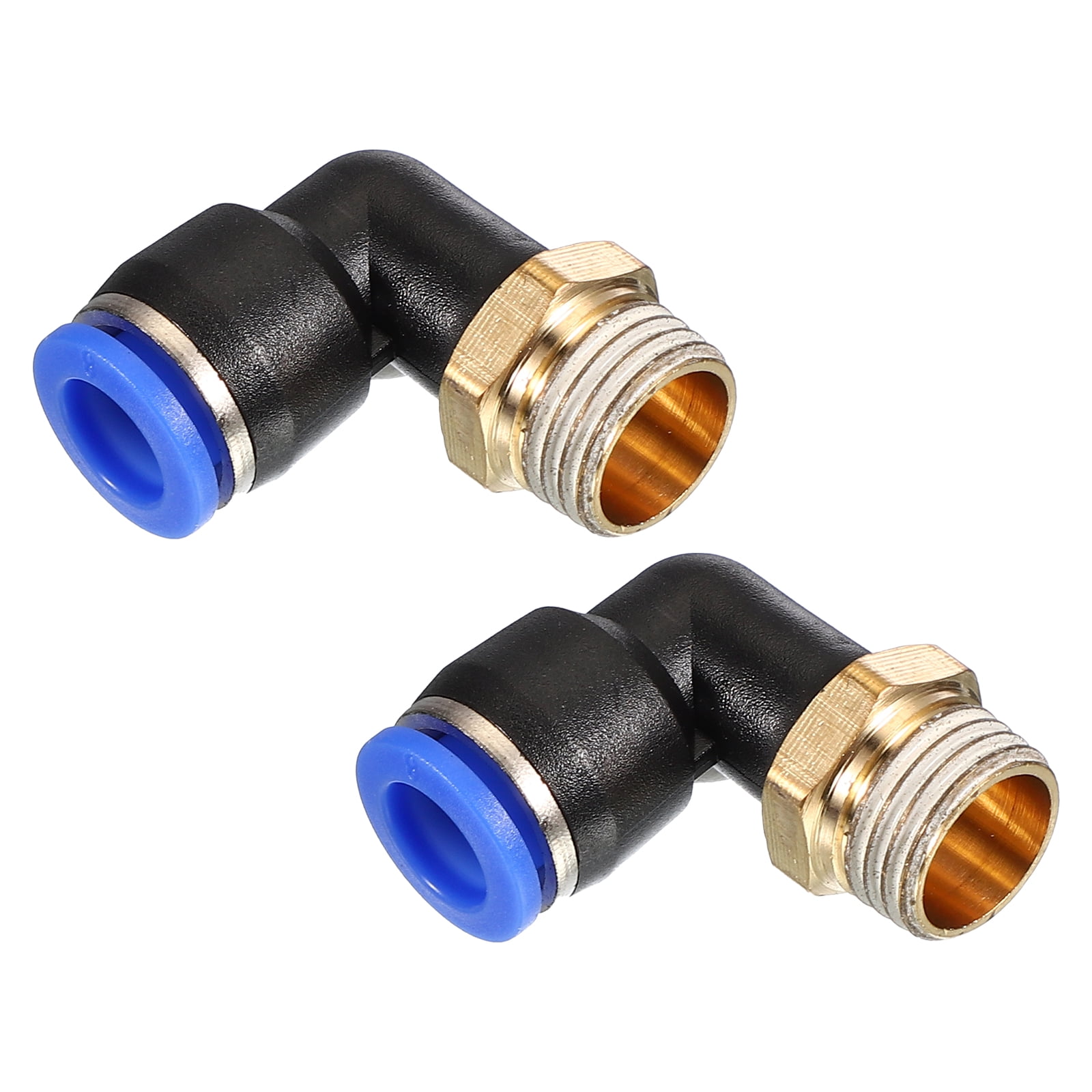 Uxcell 1/4" Push to Connect Fitting 2 Pack PT Male Thread 90 Degree Connect 8mm Tubing Elbow ...