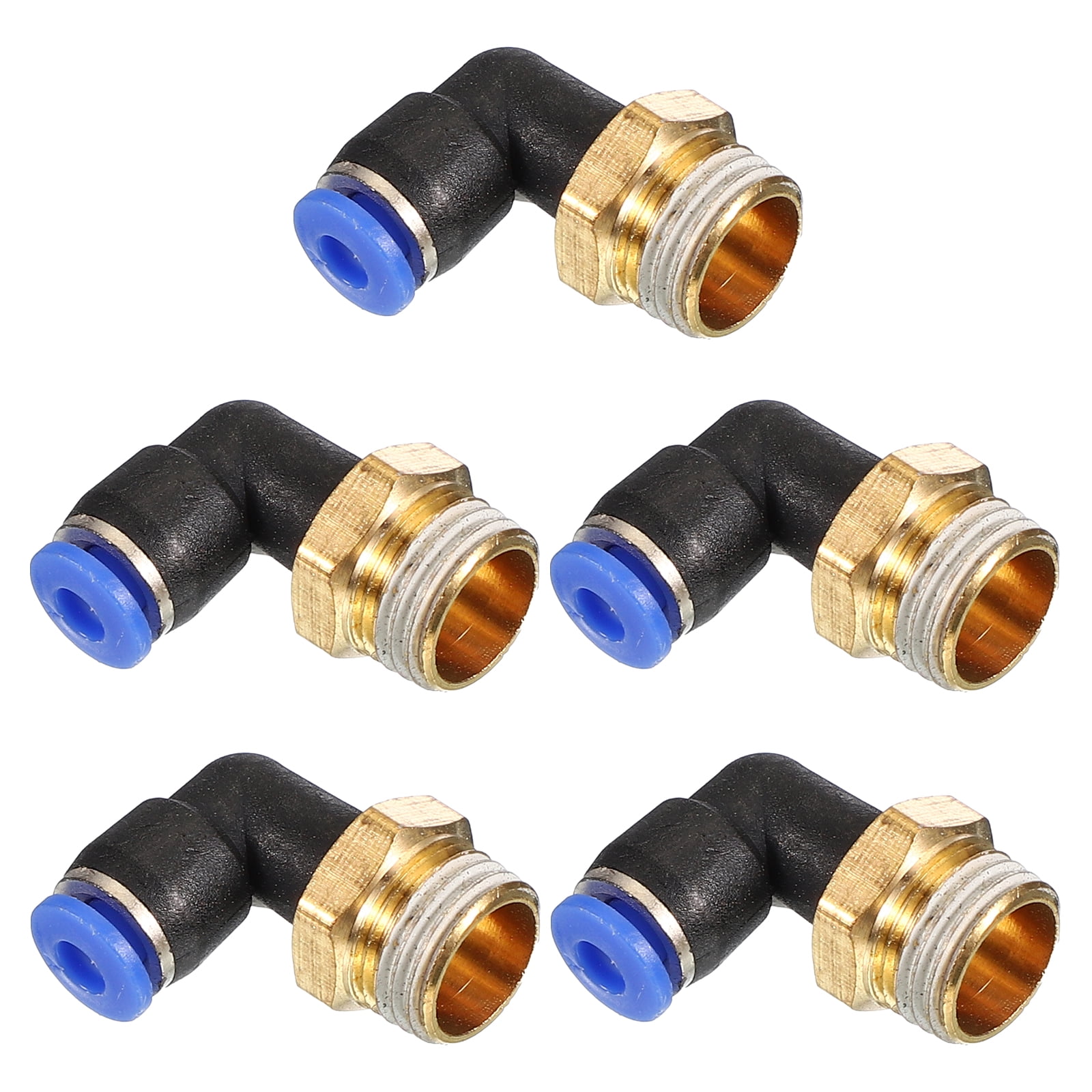 Uxcell 1/4" Push to Connect Fitting 5 Pack PT Male Thread 90 Degree Connect 4mm Tubing Elbow ...