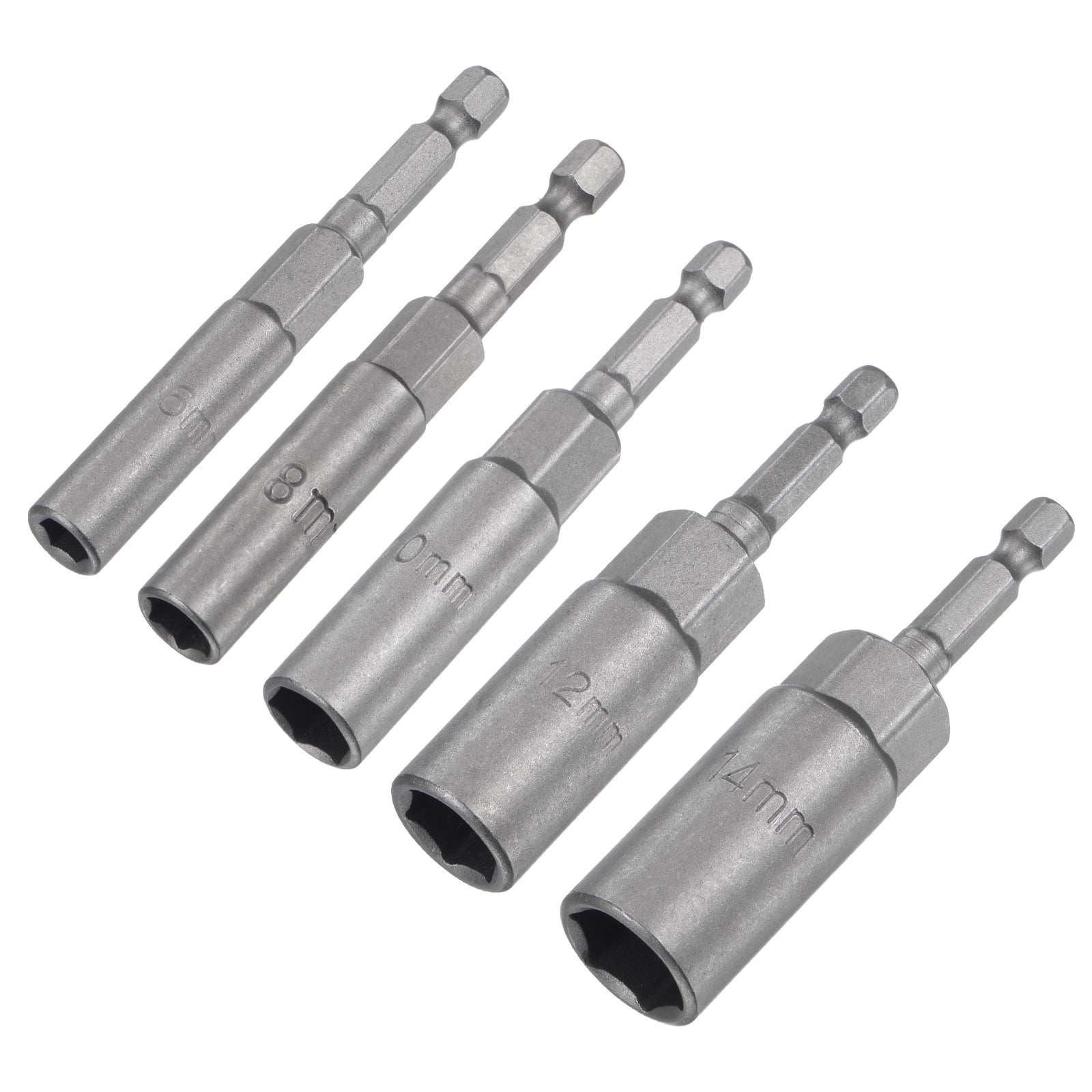 Uxcell 1/4" Quick-Change Hex Shank 6/8/10/12/14mm Nut Driver Bit Set ...
