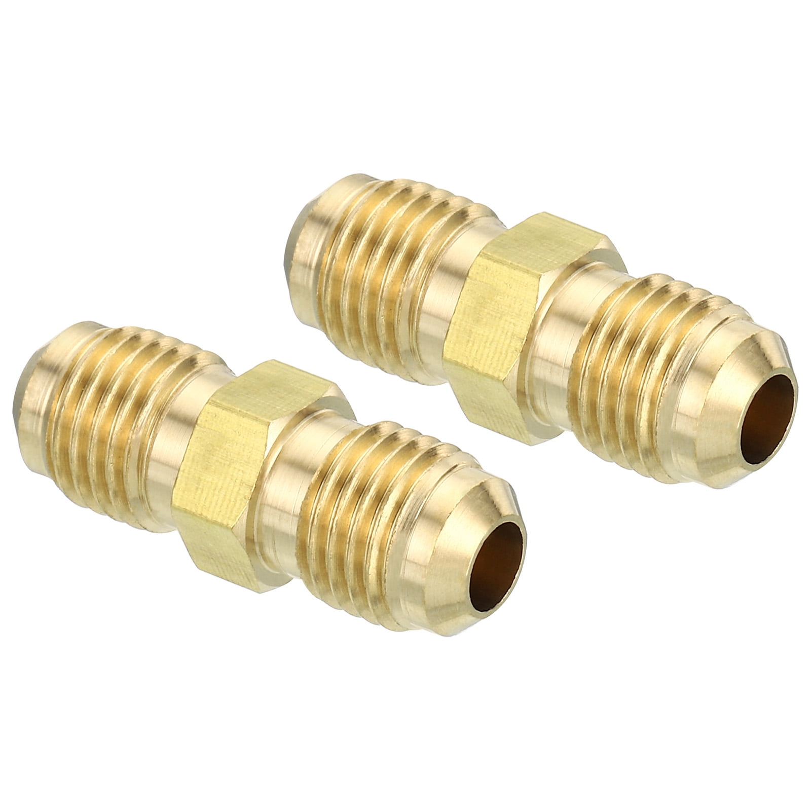 Uxcell 1/4 SAE Male x 1/4 SAE Male Brass Flare Union Connector, 2pcs ...