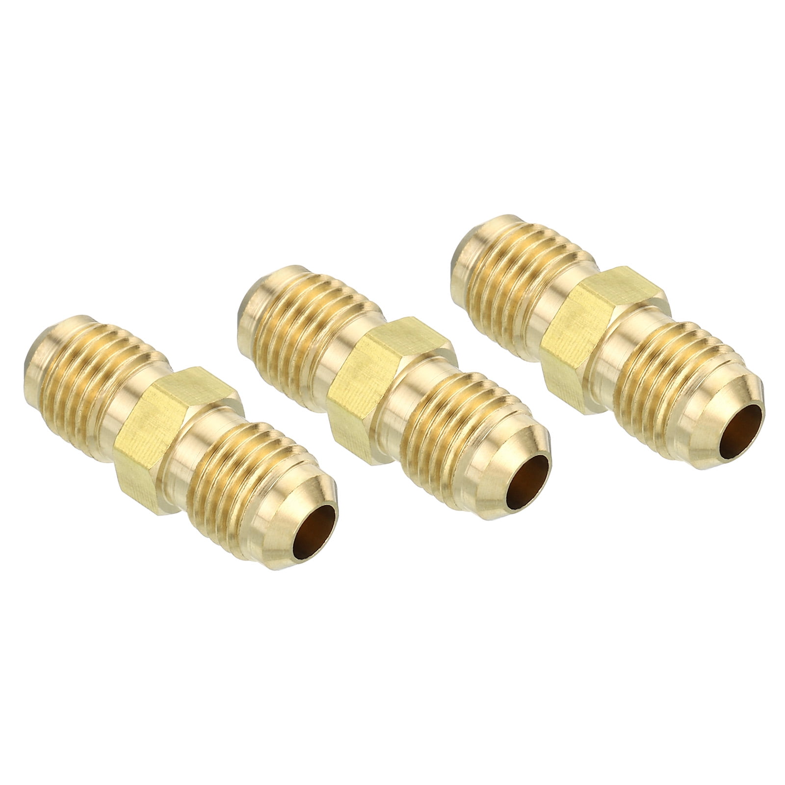 Uxcell 1/4 SAE Male x 1/4 SAE Male Brass Flare Union Connector, 3 Pcs ...