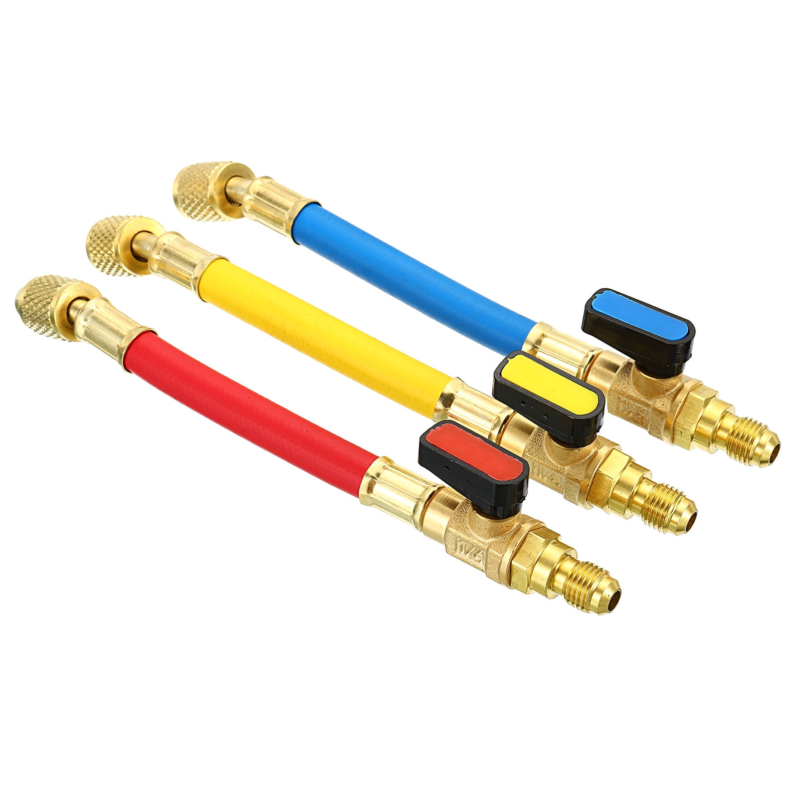 Uxcell 1/4 SAE Refrigerant Charging Hose With Ball Valve 7 Inch Long ...