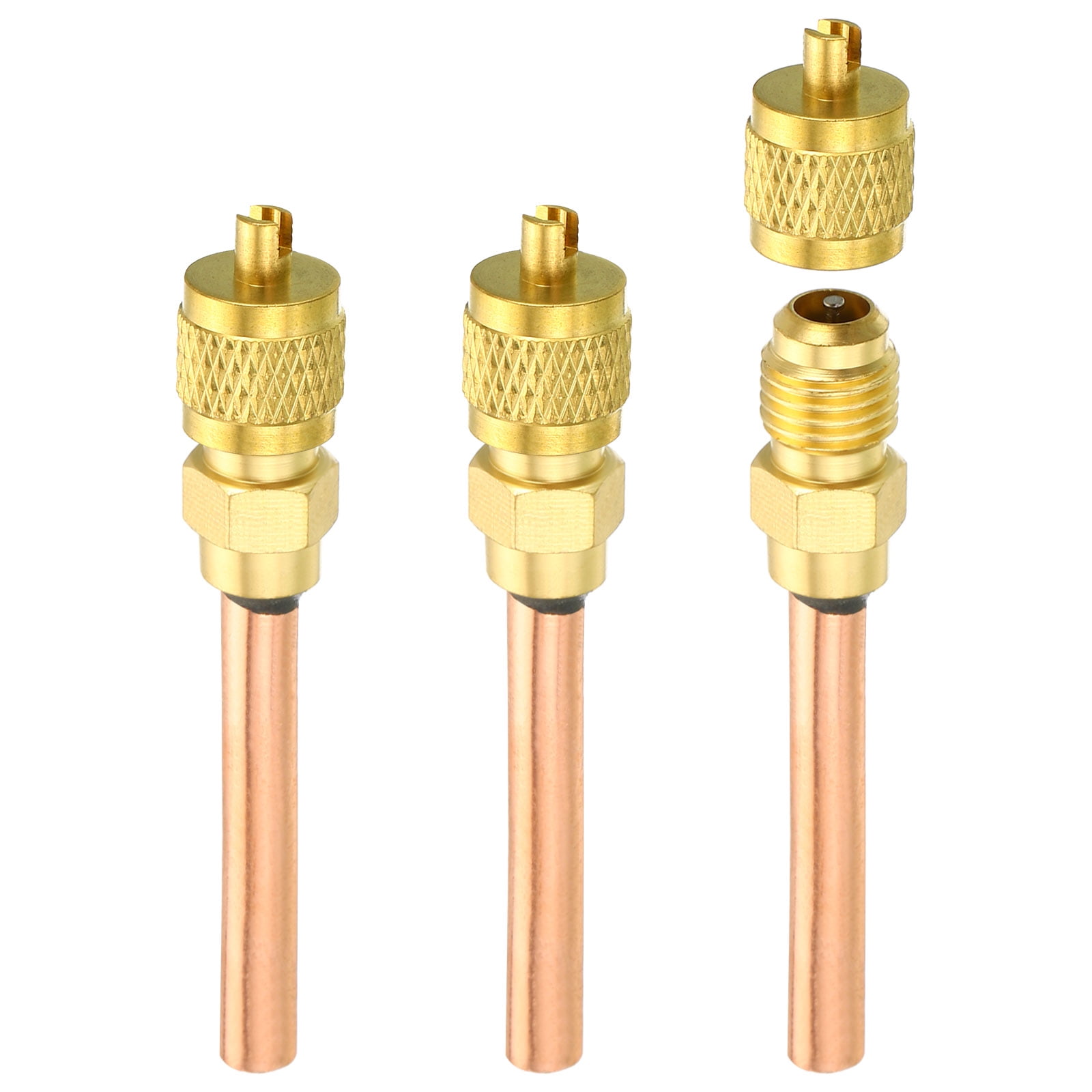 Uxcell 1/4" SAE x 1/4" OD x 2" Stem x 3" L Service Access Valve Filling ...