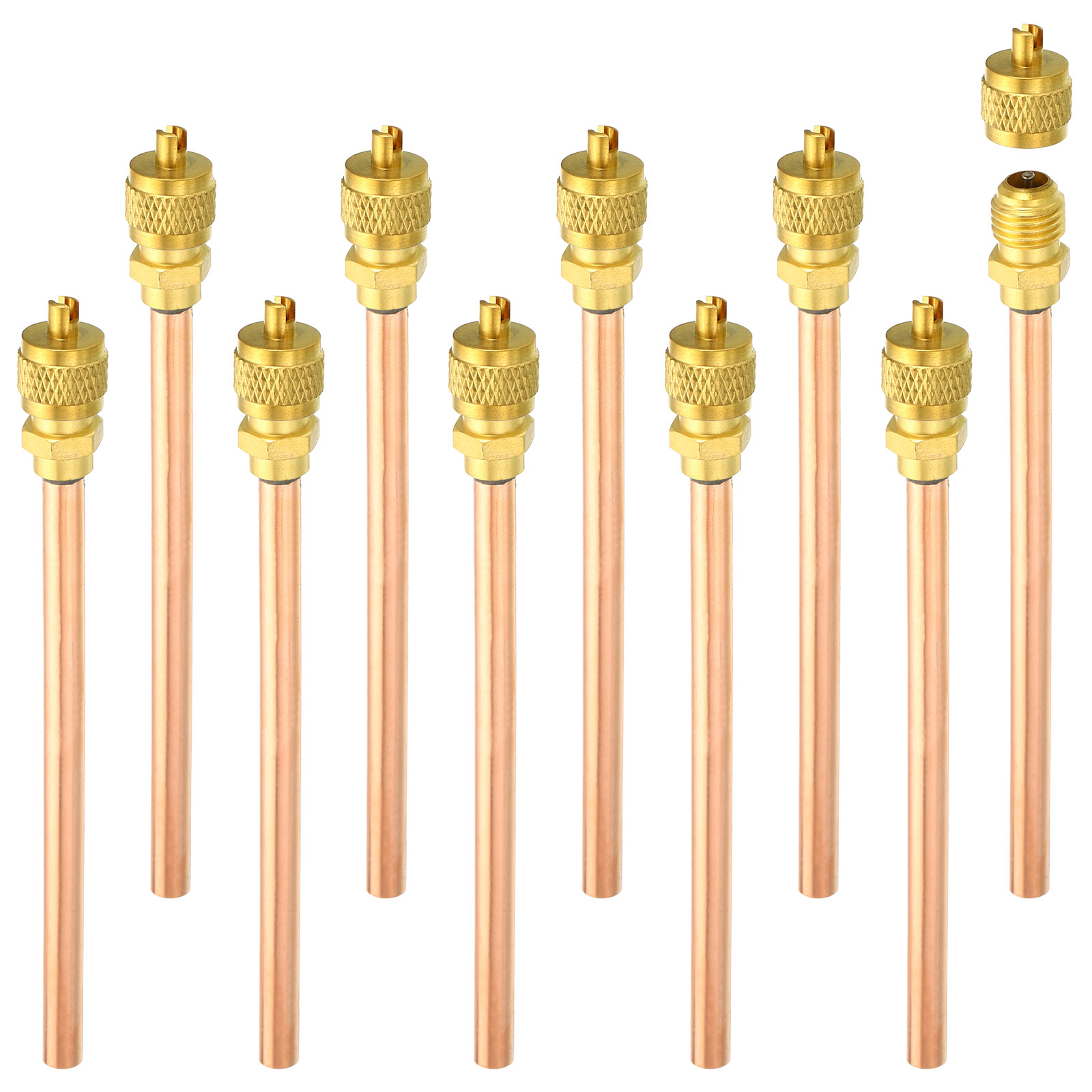 Uxcell 1/4" SAE x 1/4" OD x 4" Stem x 5" L Service Access Valve Filling ...