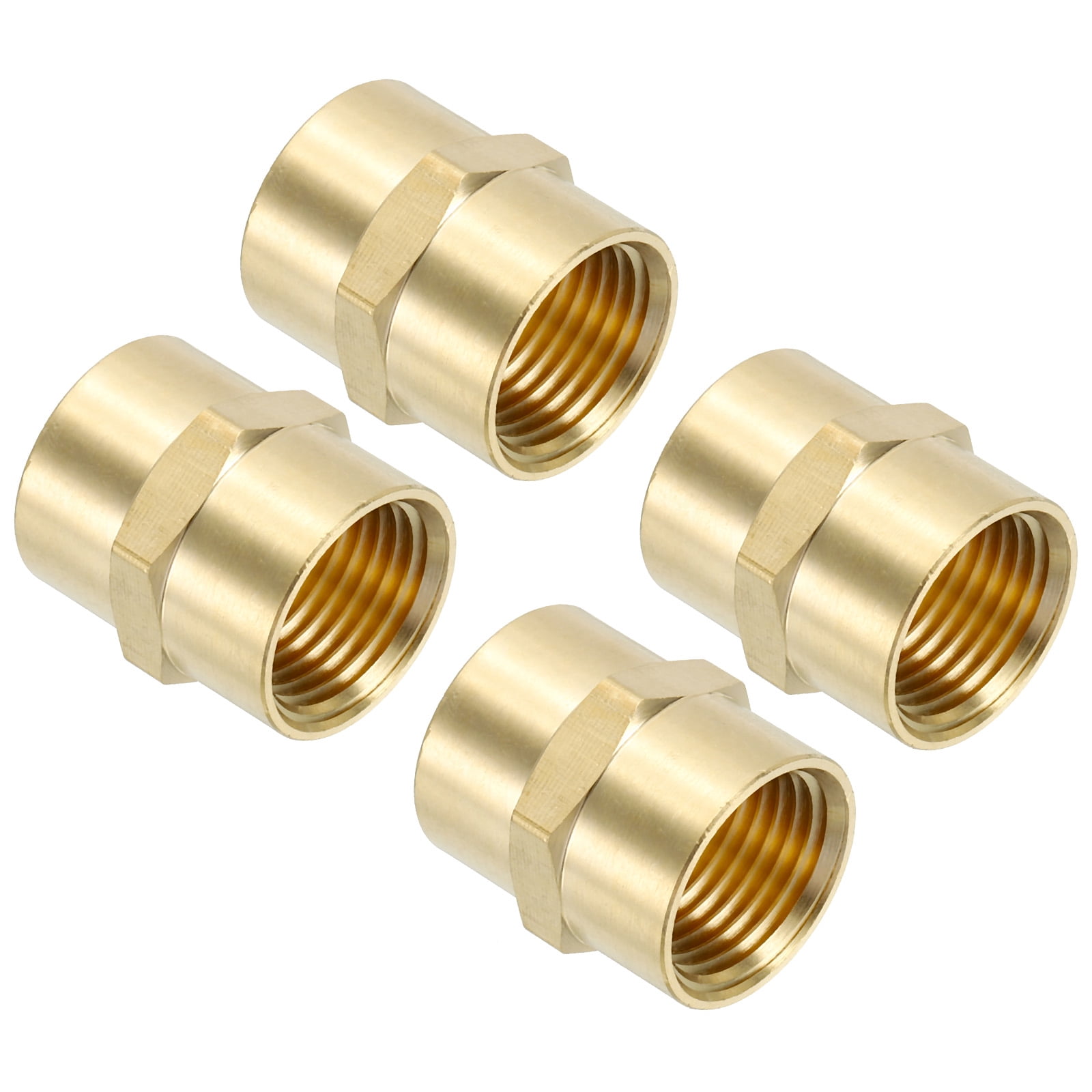 Uxcell 4 Pack 1/2" x 1/2" Brass NPT Coupler for Home Plumbing Pipes ...