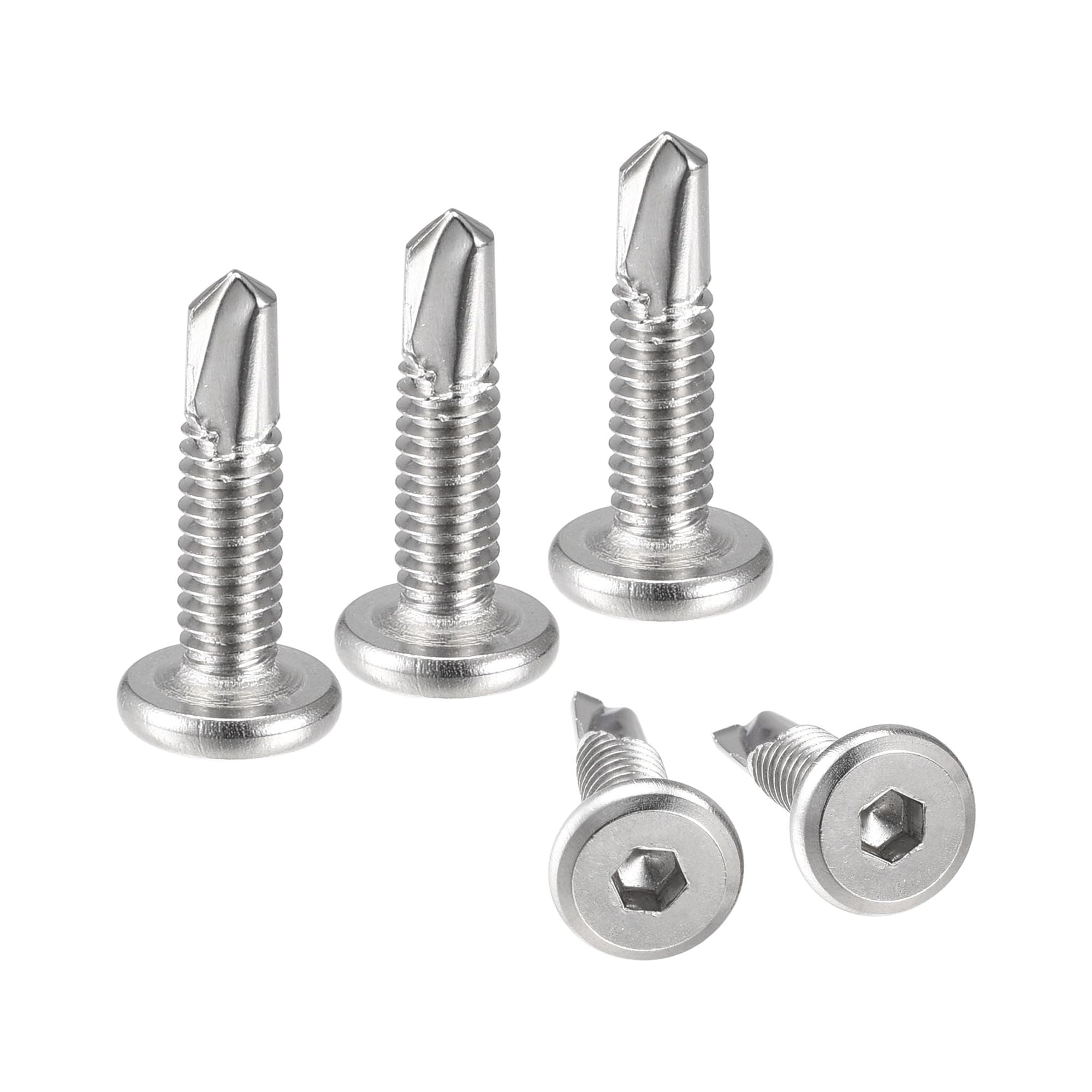 Uxcell 1/4 x 1" 410 Stainless Steel Flat Head Hex Socket Self Tapping Screws 50 Pack - Walmart.com