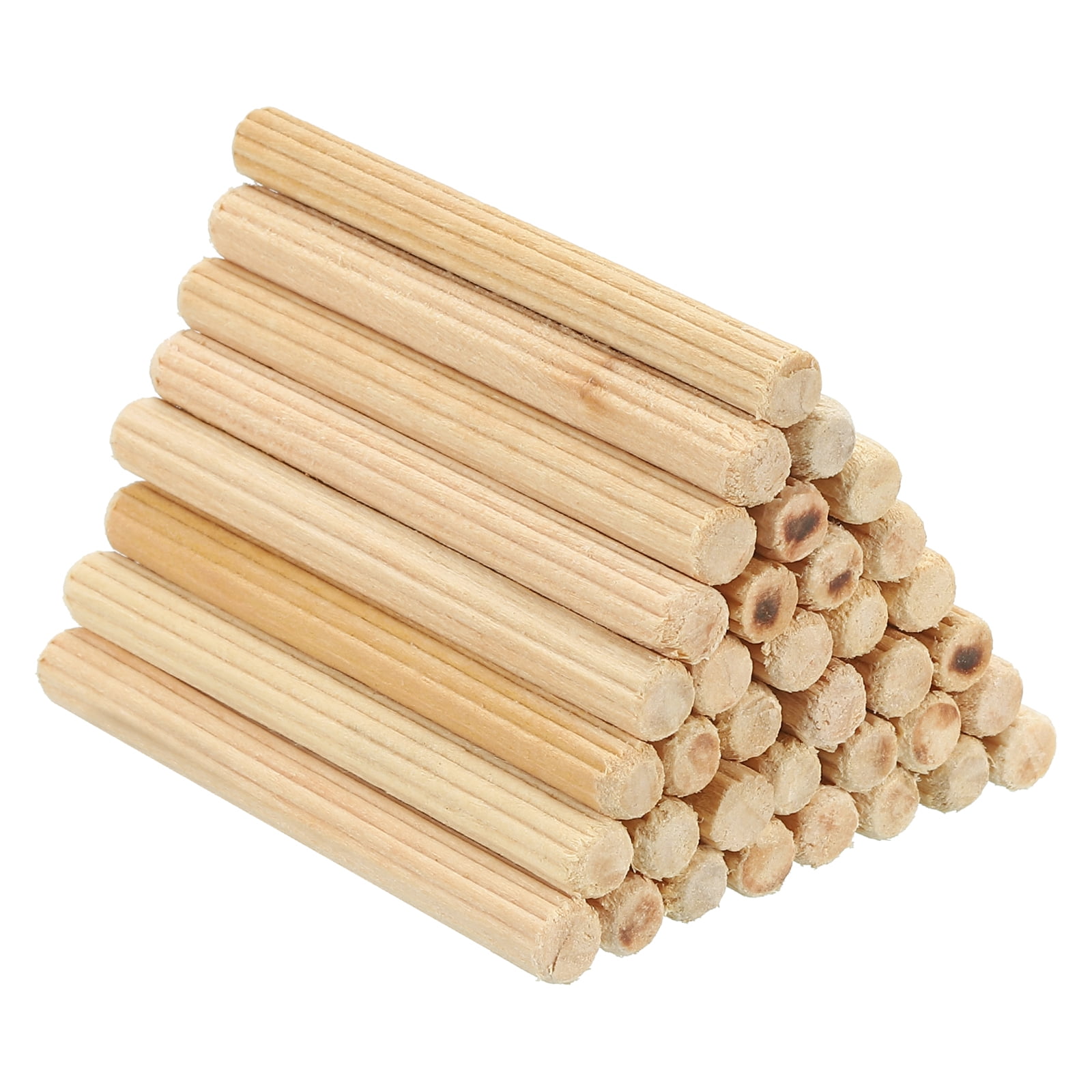 Uxcell 1/4"x2 3/8" Wood Dowel Pins,120 Pack Fluted Wooden Dowel Pin ...