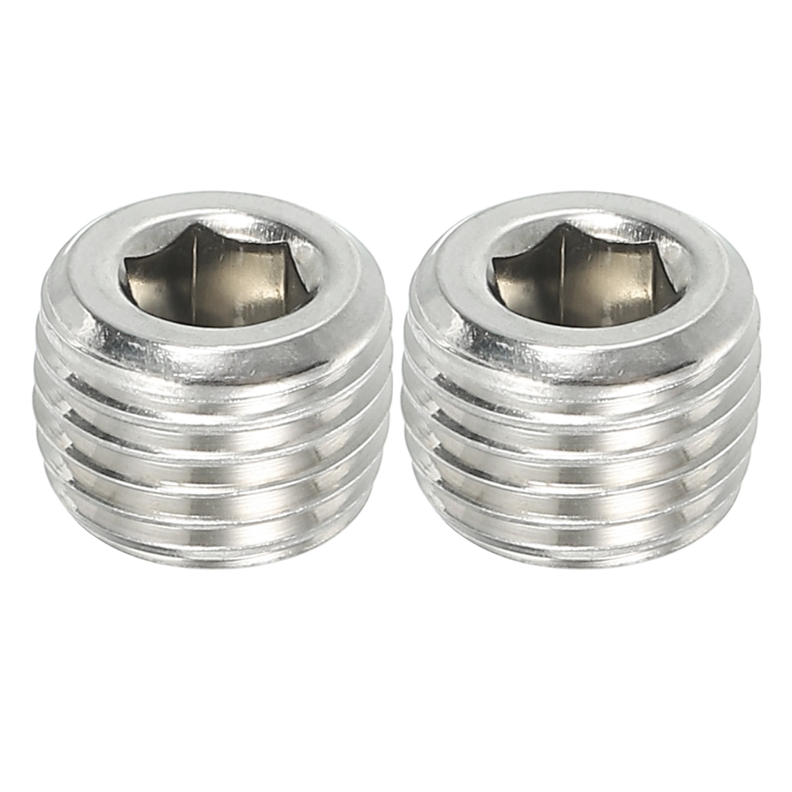 Uxcell 1/4NPT Male Pipe Plug Internal Hex Thread Socket Solid Stainless ...
