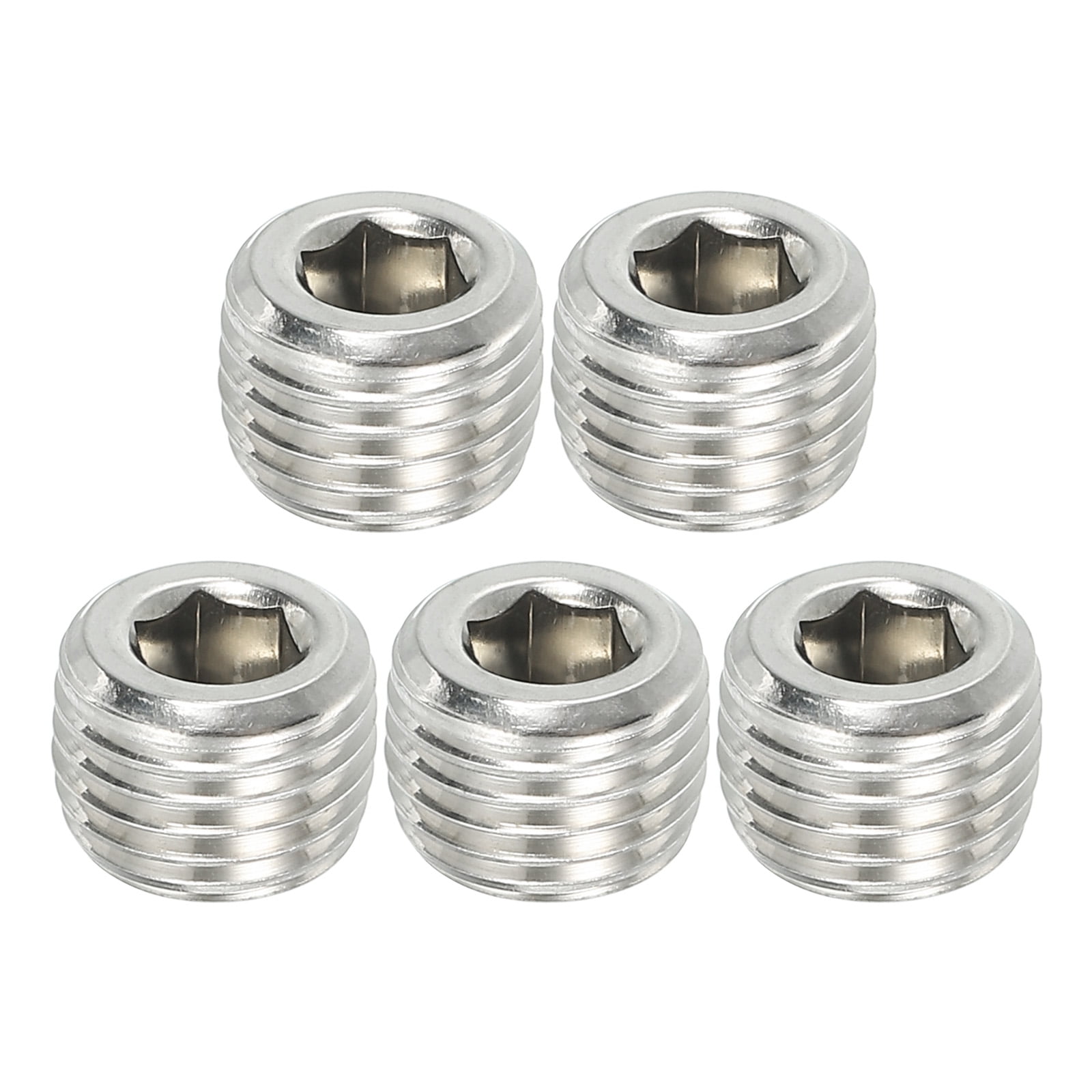 Uxcell 1/4NPT Male Pipe Plug Internal Hex Thread Socket Solid Stainless ...