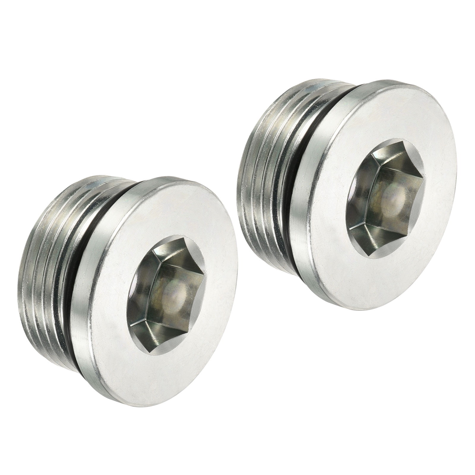 Uxcell 1-5/16-12UNF Internal Hex Head Pipe Fitting Plug, 2 Pack Male Thread 45# Steel Socket ...