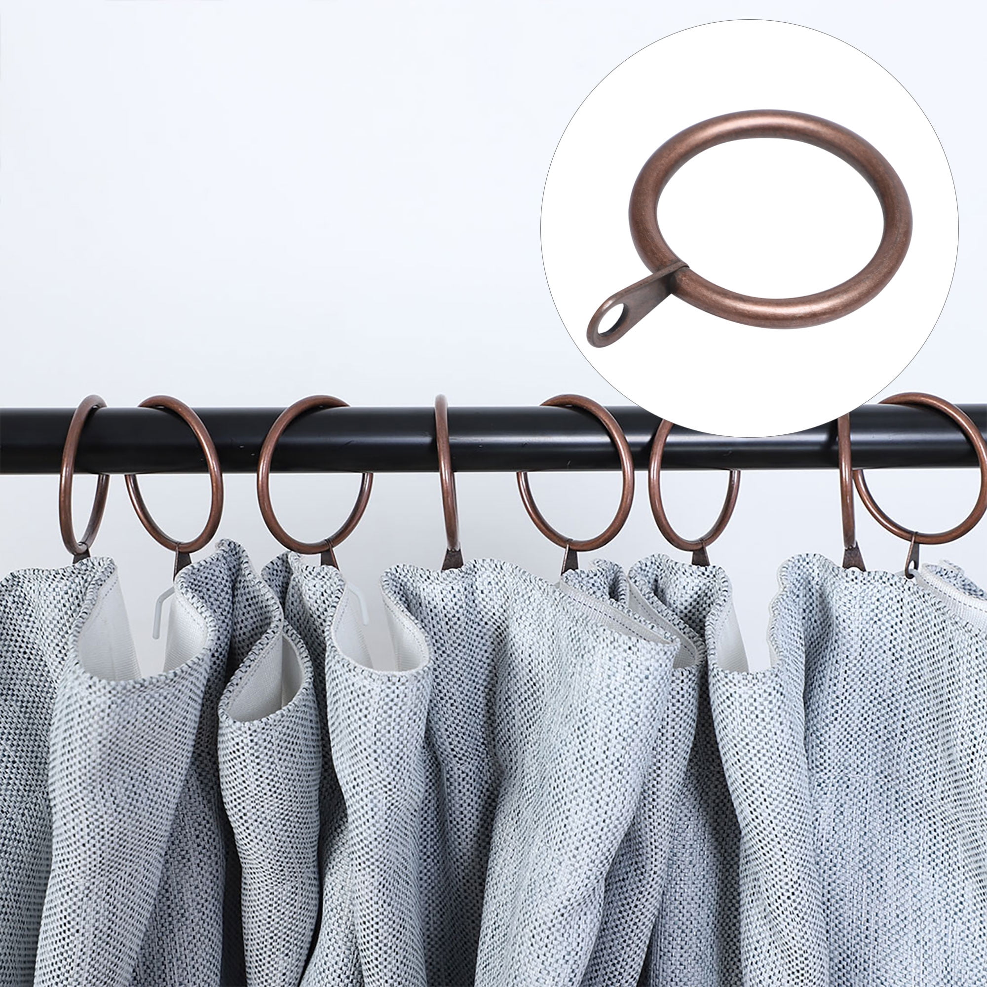 Uxcell 1.5'' Curtain Rings with Eyelet for Curtain Rod Metal Copper ...