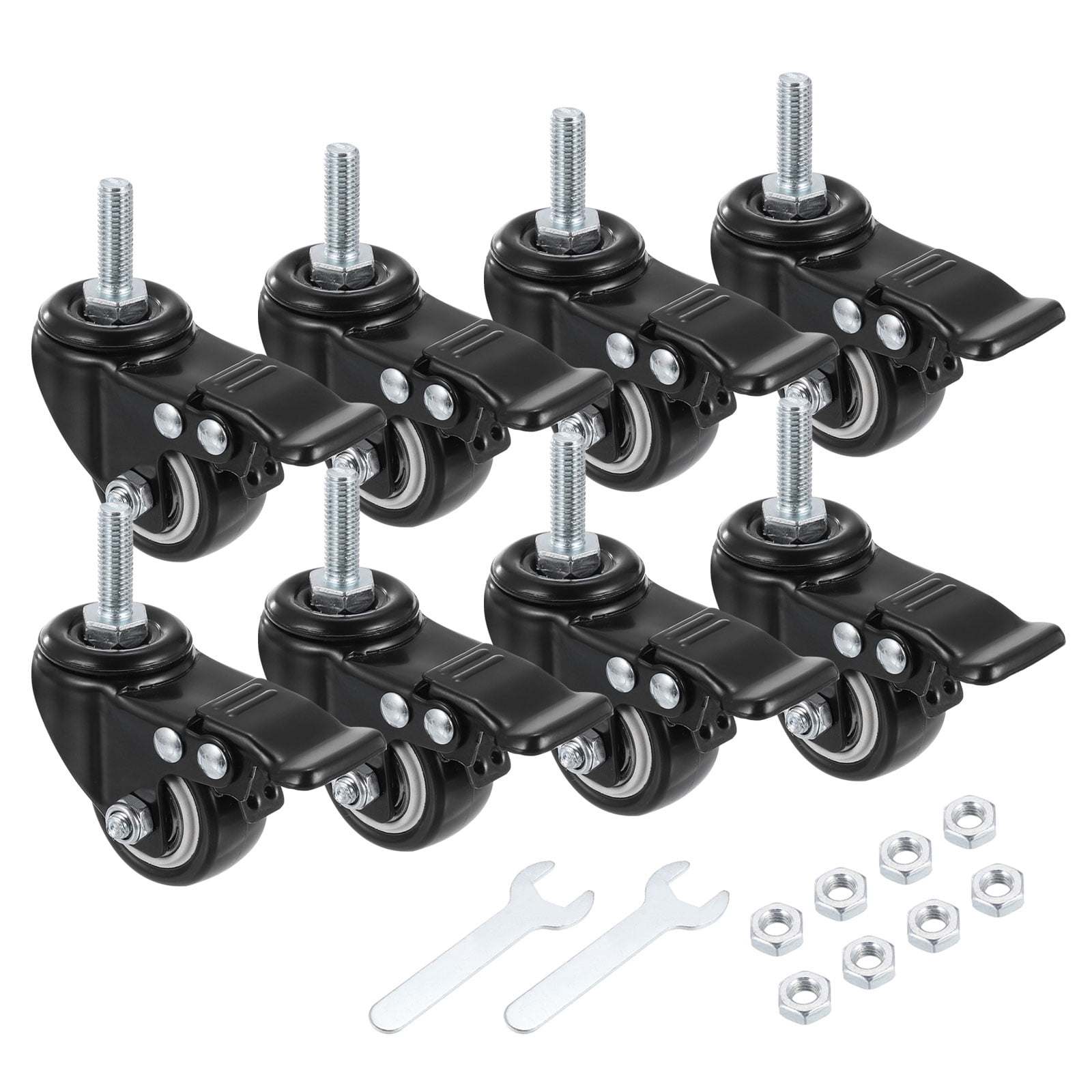 Uxcell 1.5 Inch Stem Casters, Wire Shelf Caster Wheels Threaded Swivel ...