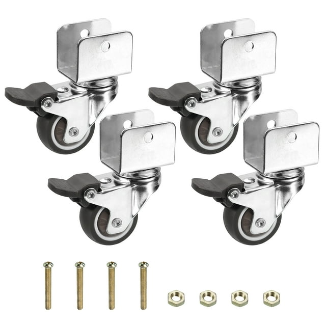 Uxcell 1.5" Swivel Caster Wheels with 1" U Bracket, 4 Pack Mute Moving ...