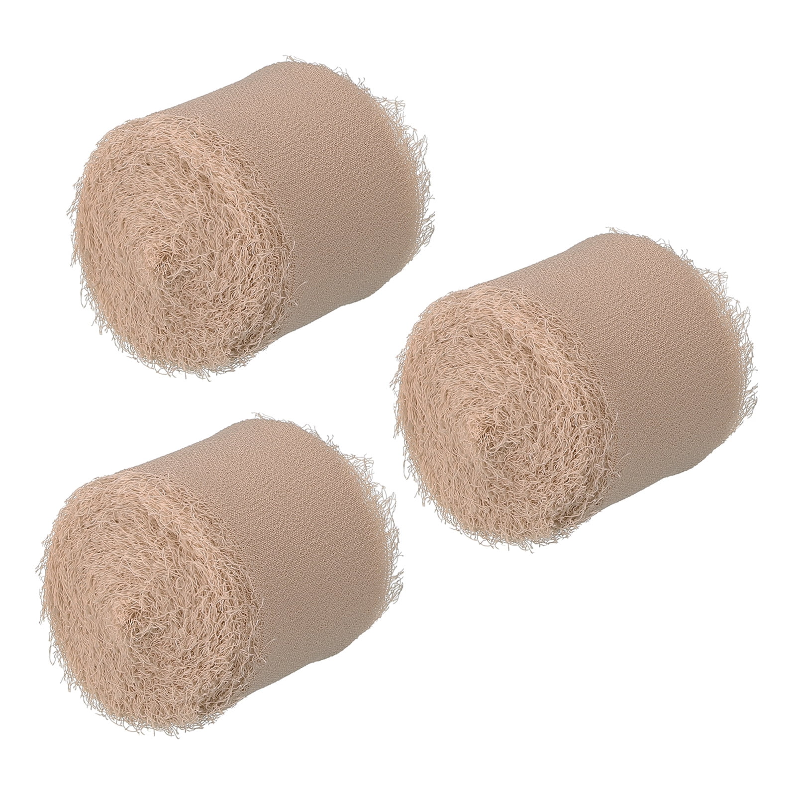 Uxcell 1.5" x 5 Yard Fringe Chiffon Silk Ribbon 3 Rolls Handmade Frayed ...