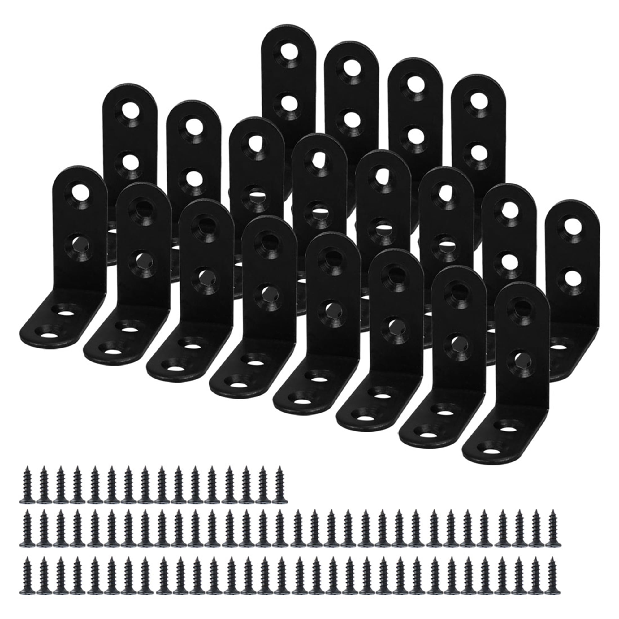 Uxcell 1.57''x1.57'' L Shaped Metal Black L Shaped Angle Brackets ...