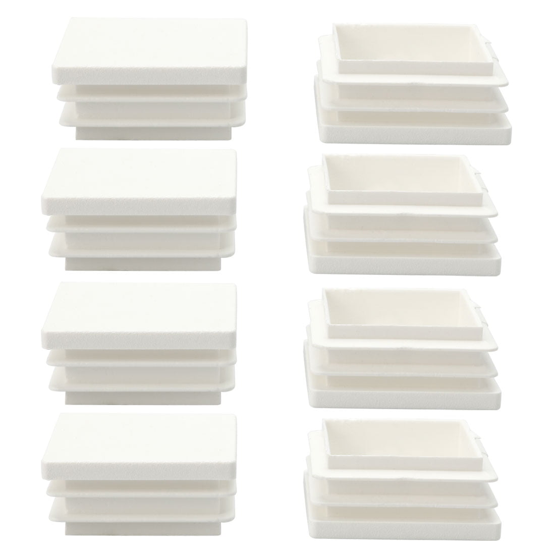 Uxcell 1.57"x1.57" Plastic Square Tube Inserts Ribbed Pipe Tubing End ...