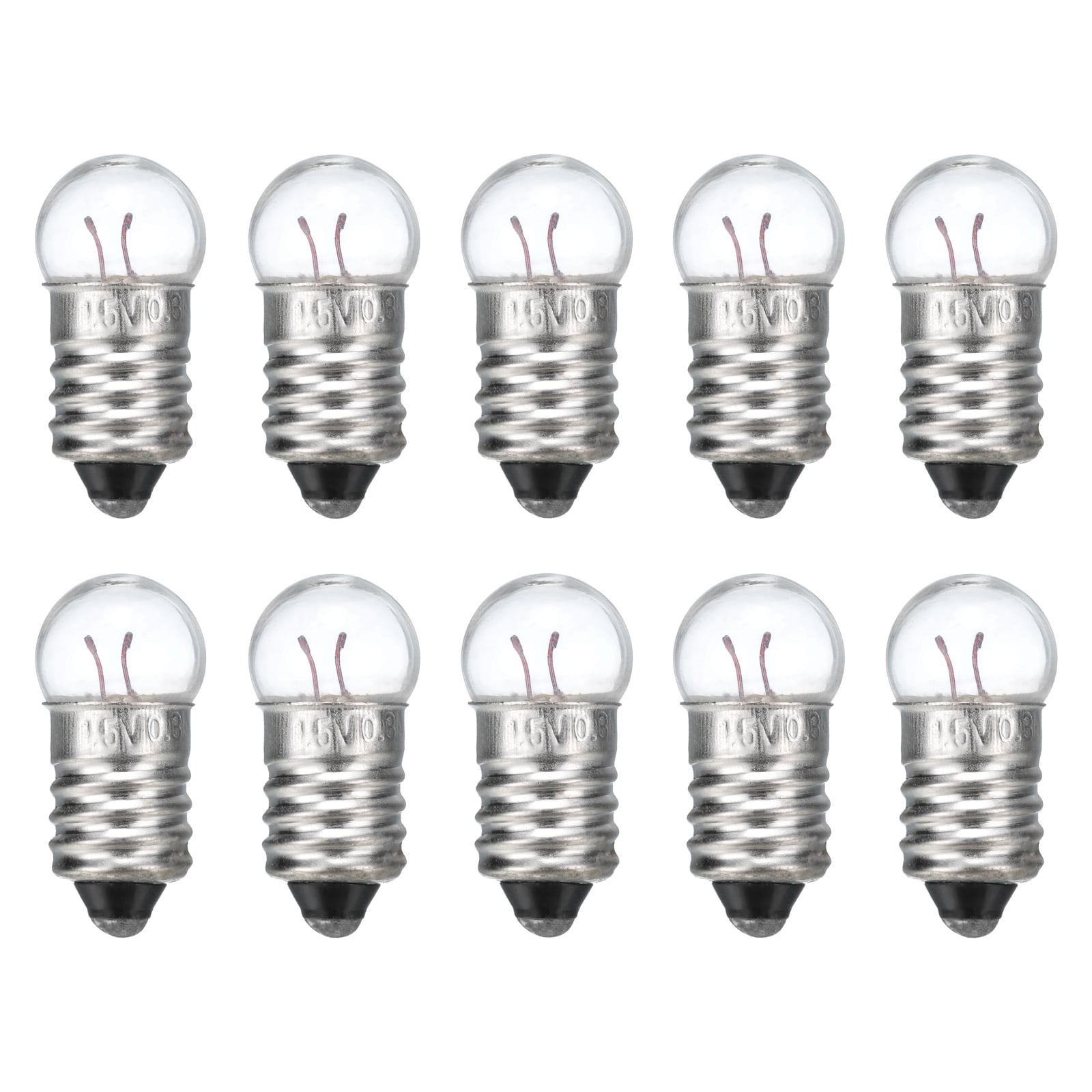 Uxcell 1.5V/0.3A E10 Mini Light Bulbs, 10Pcs Miniature Screw Bulbs ...