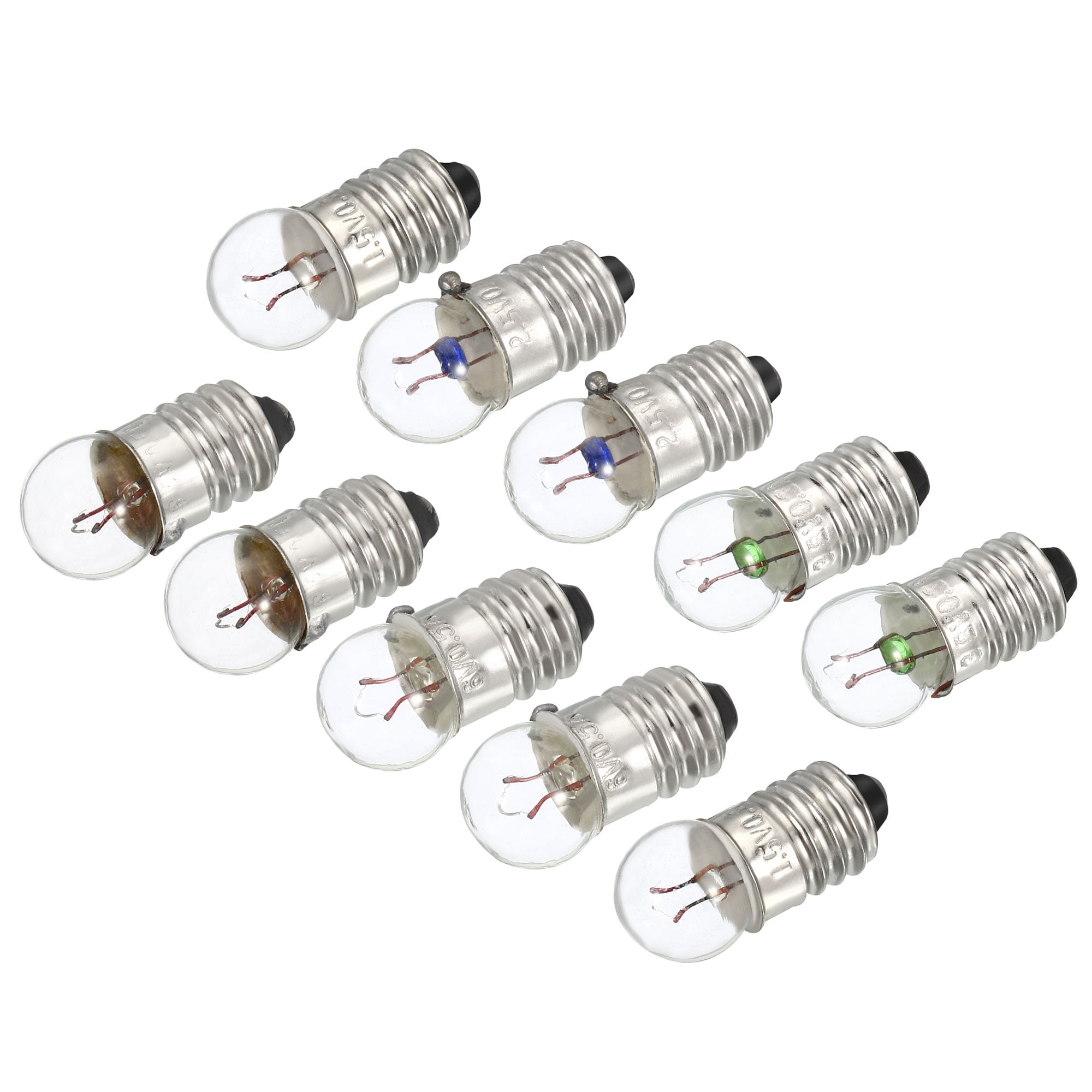 Uxcell 1.5V/2.5V/3.8V/6V/6.2V E10 Light Mini Incandescent Bulbs with ...