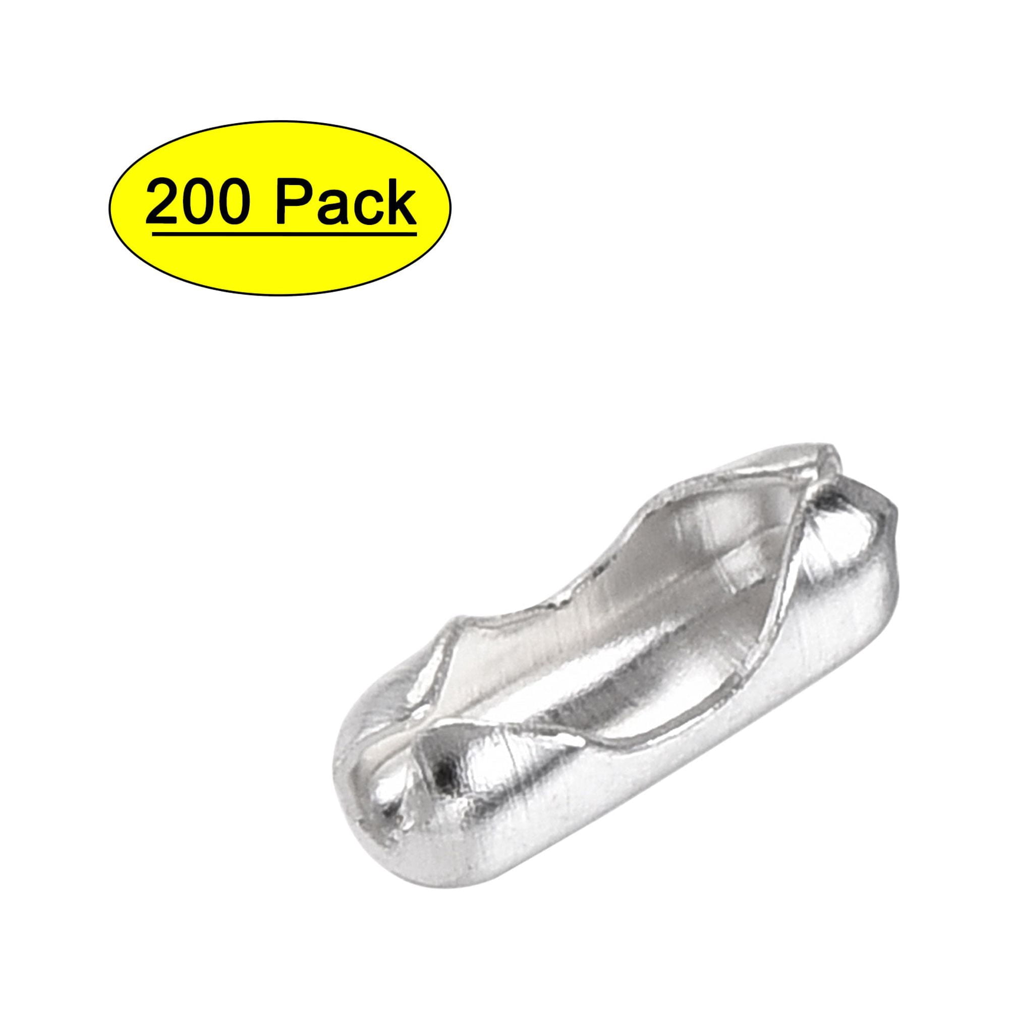 Uxcell 1.5mm Crimp Link Ball Chain Connector Silver Tone 200 Pack ...