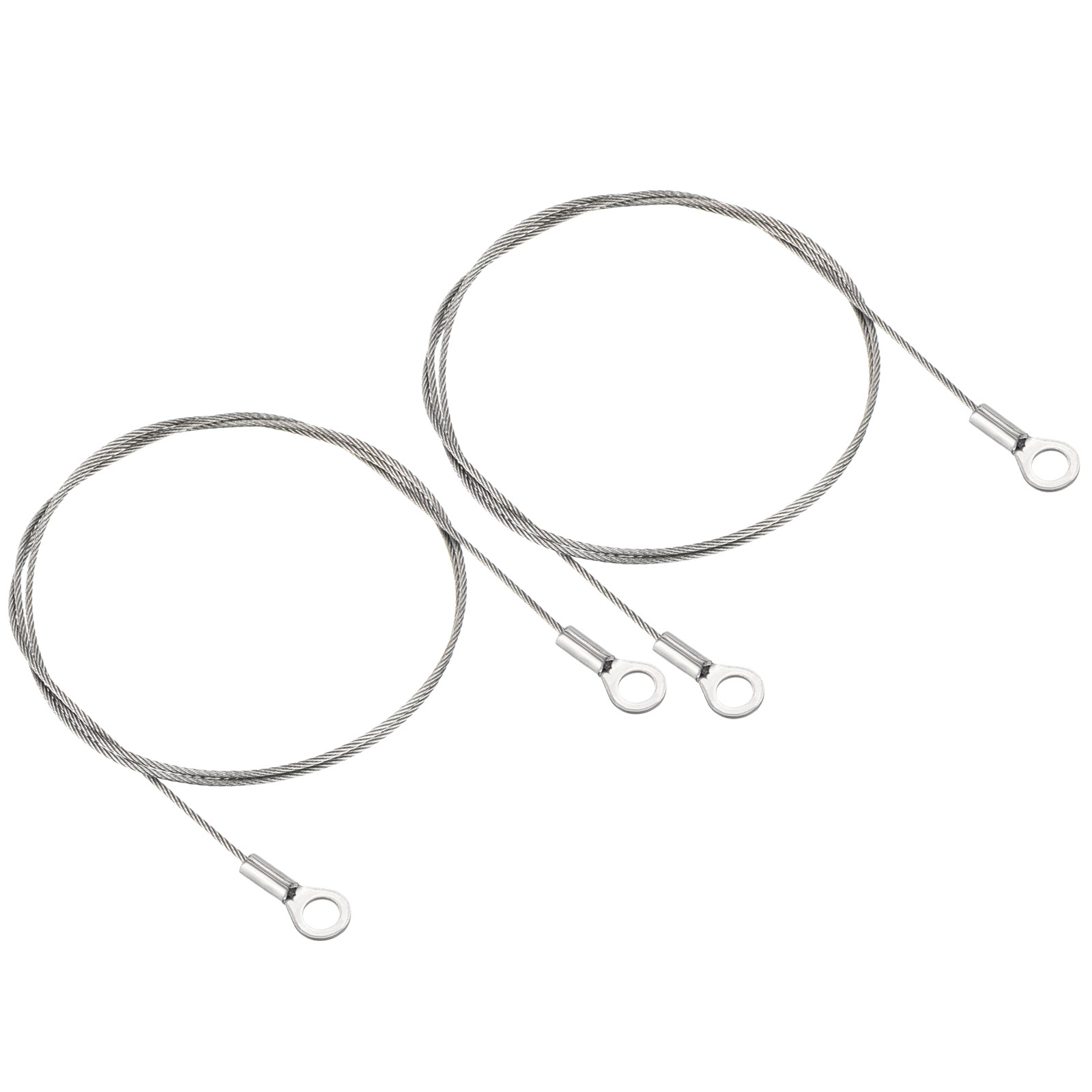 Uxcell 1.5mmx80cm Stainless Steel Security Cable 6mm ID Eyelets Ended ...