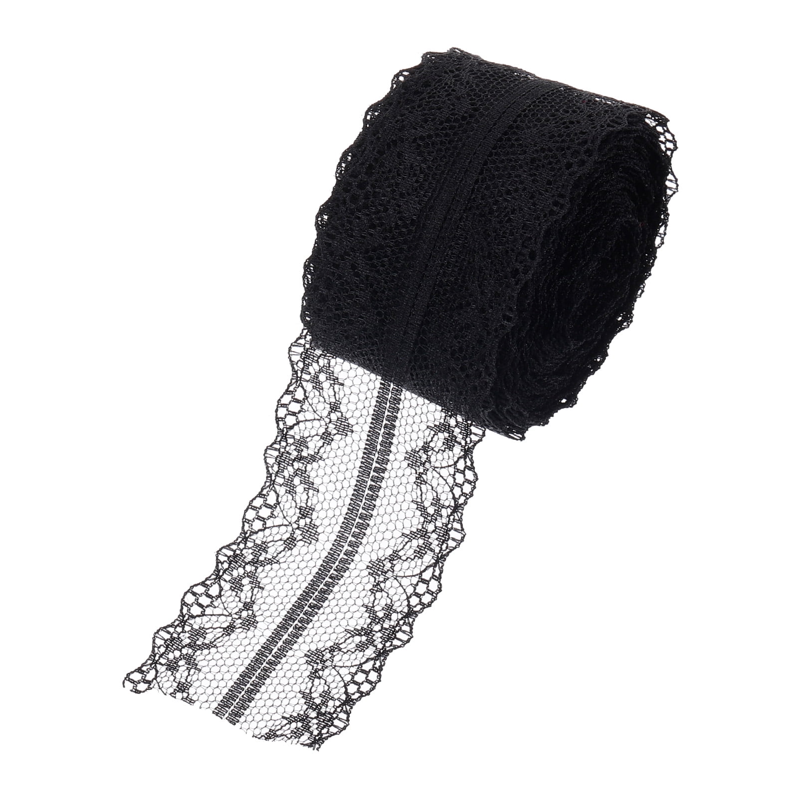 Uxcell 1.6 Inch Wide 11 Yard Lace Ribbon Black Lace Trim Ribbon for ...