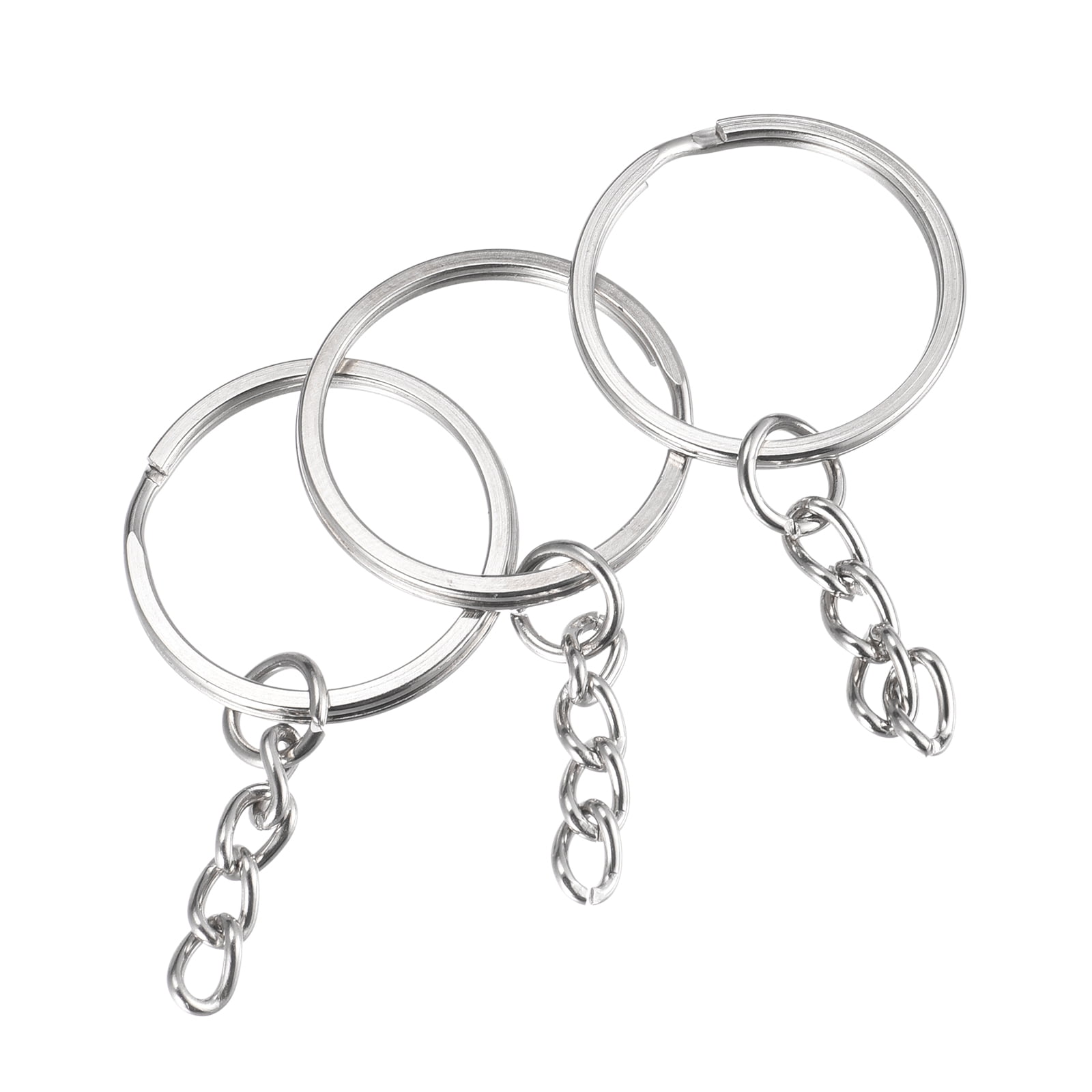 Uxcell 1.6x25mm Split Keychain Rings Round Flat Key Holder Carbon Steel ...