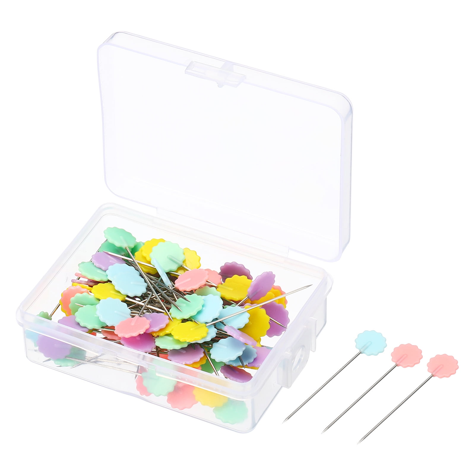 Uxcell 1.7'' Sewing Pins Flat Button Head Straight Quilting Pin ...