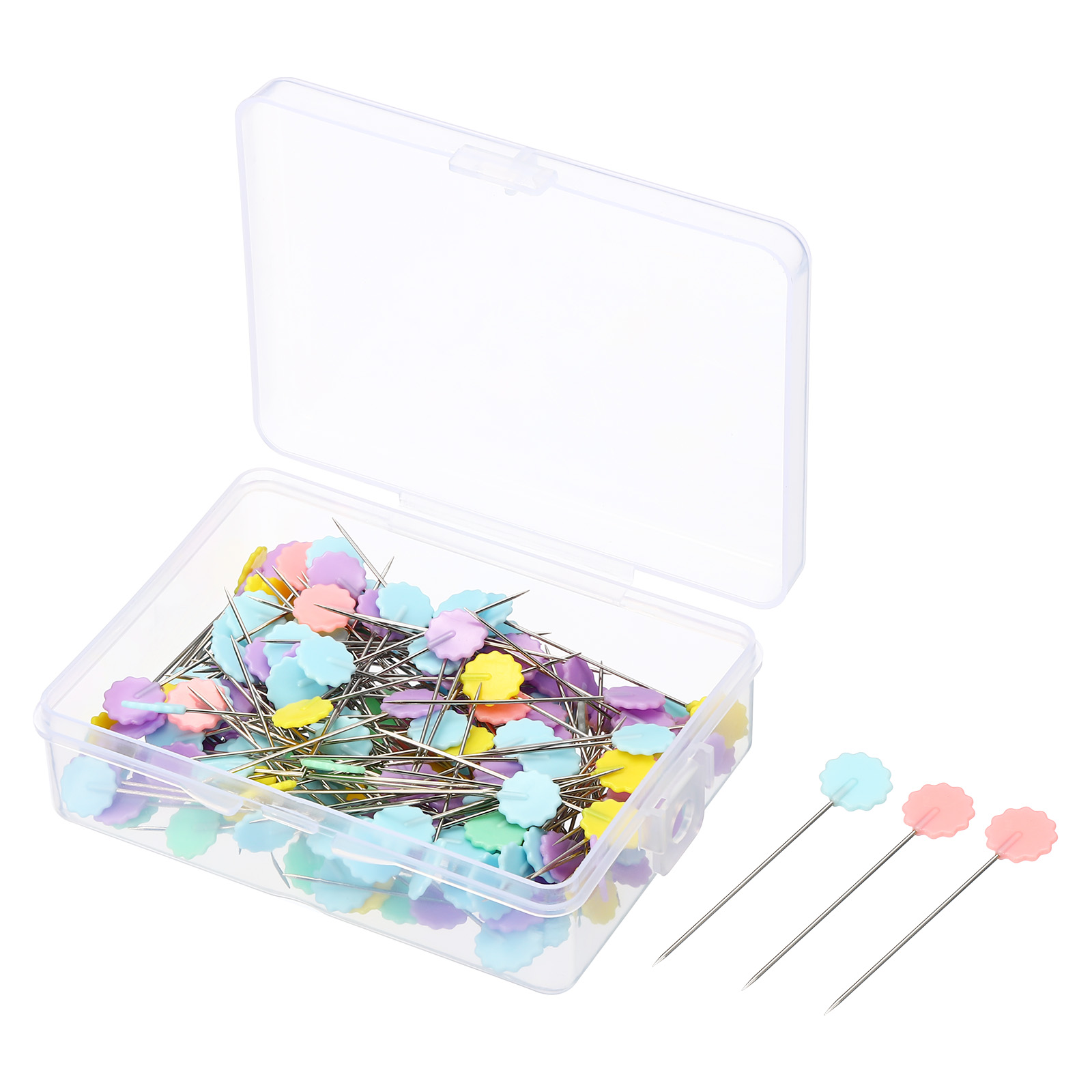 Uxcell 1.7'' Sewing Pins Flat Button Head Straight Quilting Pin ...