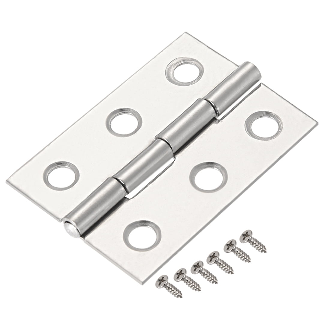 Uxcell 1.77" Hinge Silver Door Furniture Hinges Fittings Brushed Chrome ...