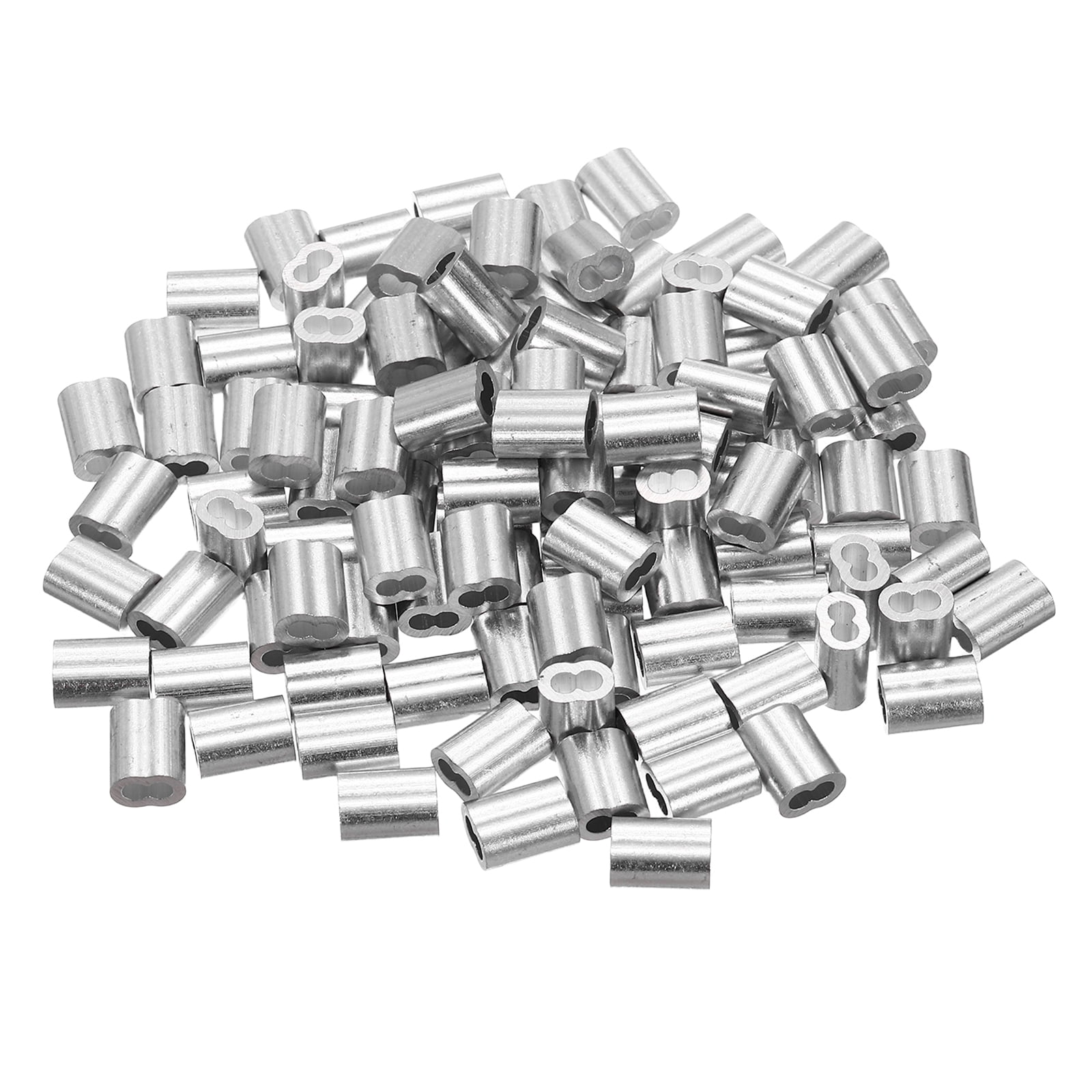 Uxcell 1/8"(2.5mm) Aluminum Crimping Loop Sleeve, Double Hole Cable ...