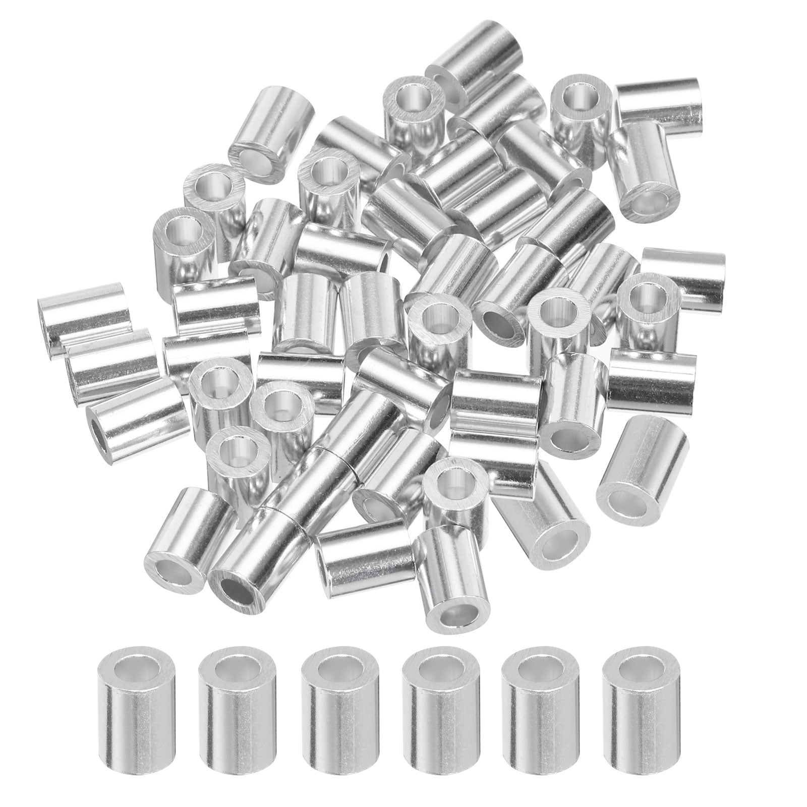 Uxcell 1/8" 3mm Aluminum Crimping Loop Sleeve Single Round Ferrule for ...