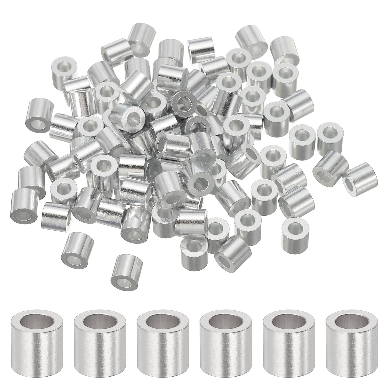 Uxcell 1/8"(3mm) Aluminum Crimping Loop Sleeve, Wire Rope Stop Sleeve ...