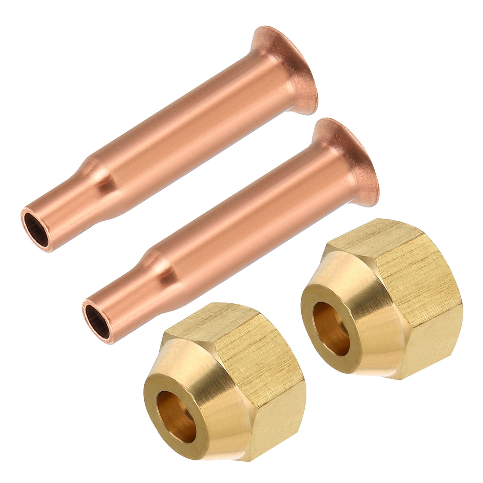 Uxcell 1/8" (3mm) ID Copper Tube Flare Fitting with Nuts, 2 Pcs Copper ...