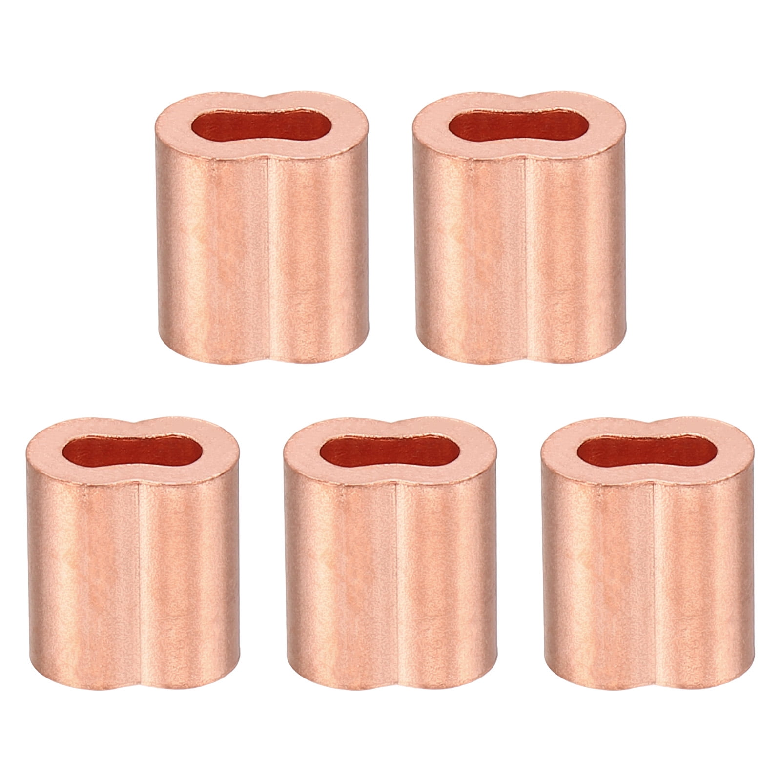 Uxcell 1/8"/ 3mm Wire Rope Loop Sleeve, 5 Pack Copper Double Ferrule ...