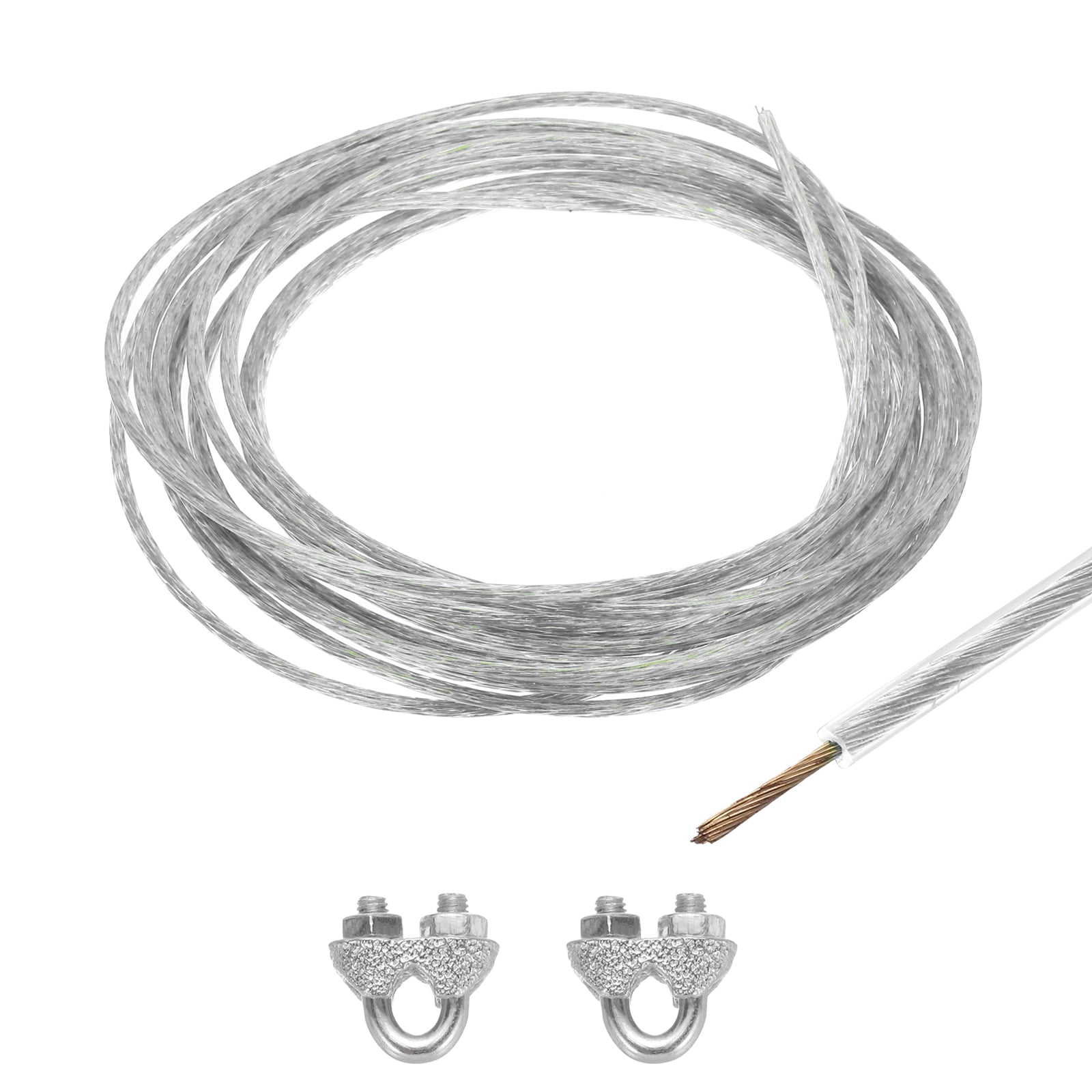 Uxcell 1/8 Clear Vinyl Coated Wire Ropes 20ft Galvanized Steel with ...