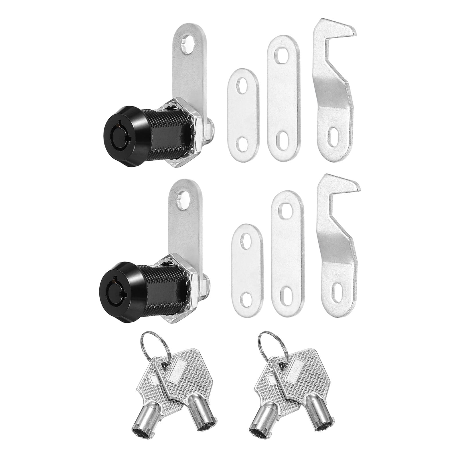 Uxcell 1/8 Inch Black Cabinet Locks with Silver Keys, 2 Pack Zinc Alloy ...