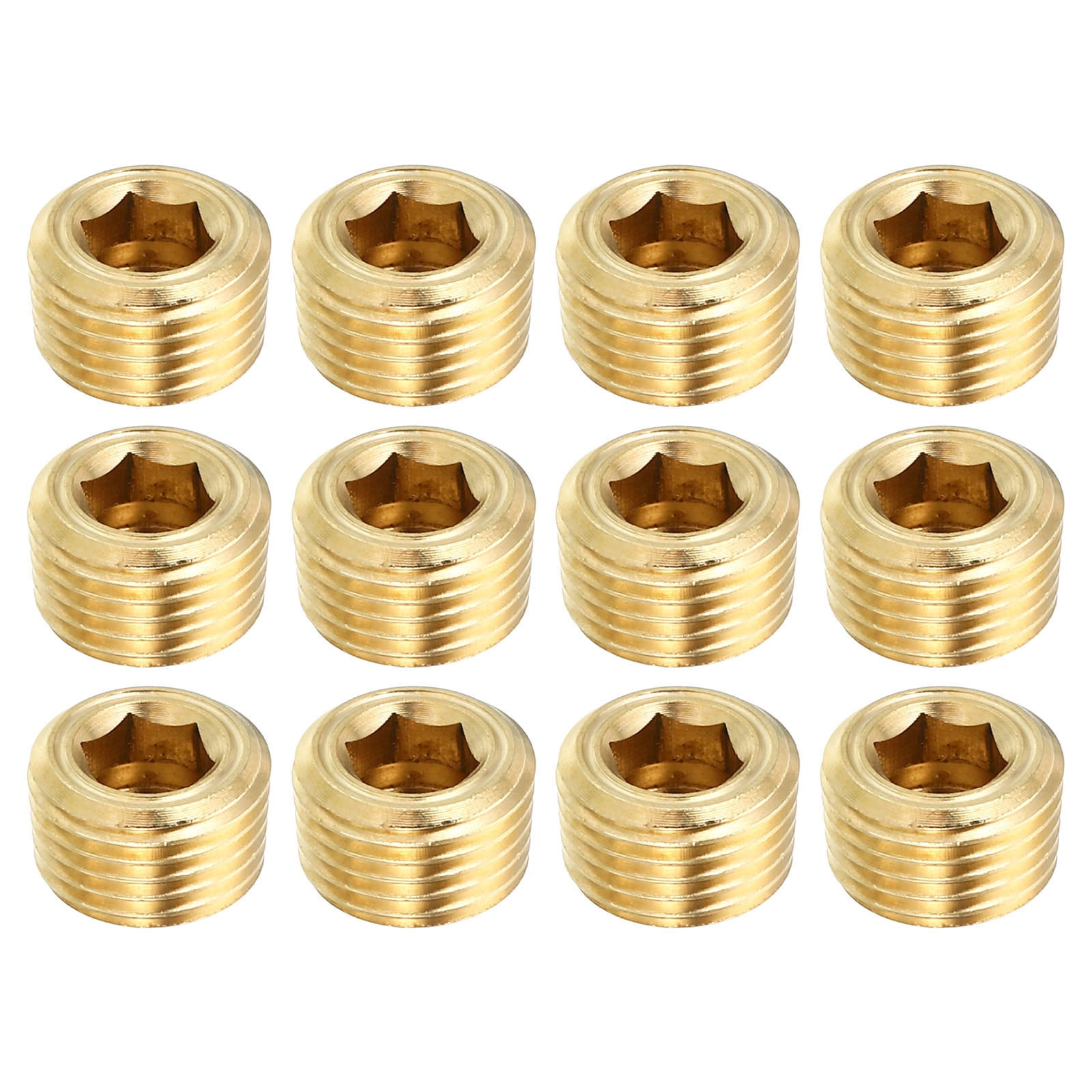 Uxcell 1/8" NPT Brass Hex Countersunk Plugs Counter Sunk Internal Hex ...