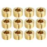 Uxcell 1/8" NPT Brass Hex Countersunk Plugs Counter Sunk Internal Hex Thread Socket Pipe Plugs ...
