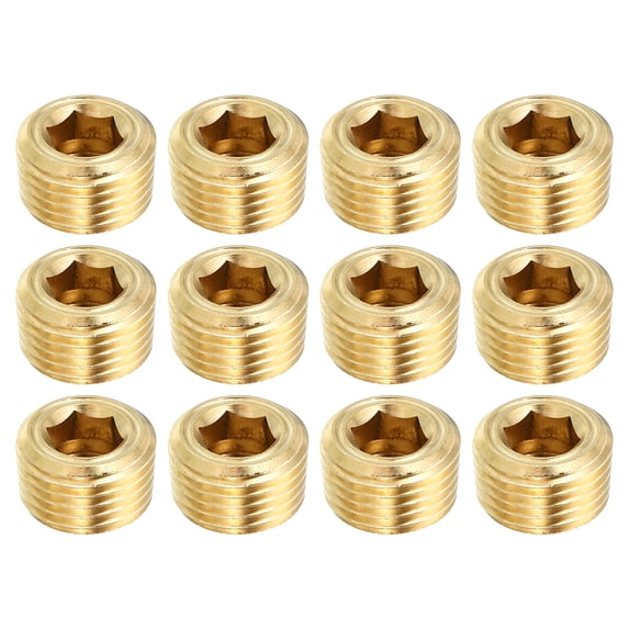 Uxcell 1/8" NPT Brass Hex Countersunk Plugs Counter Sunk Internal Hex ...