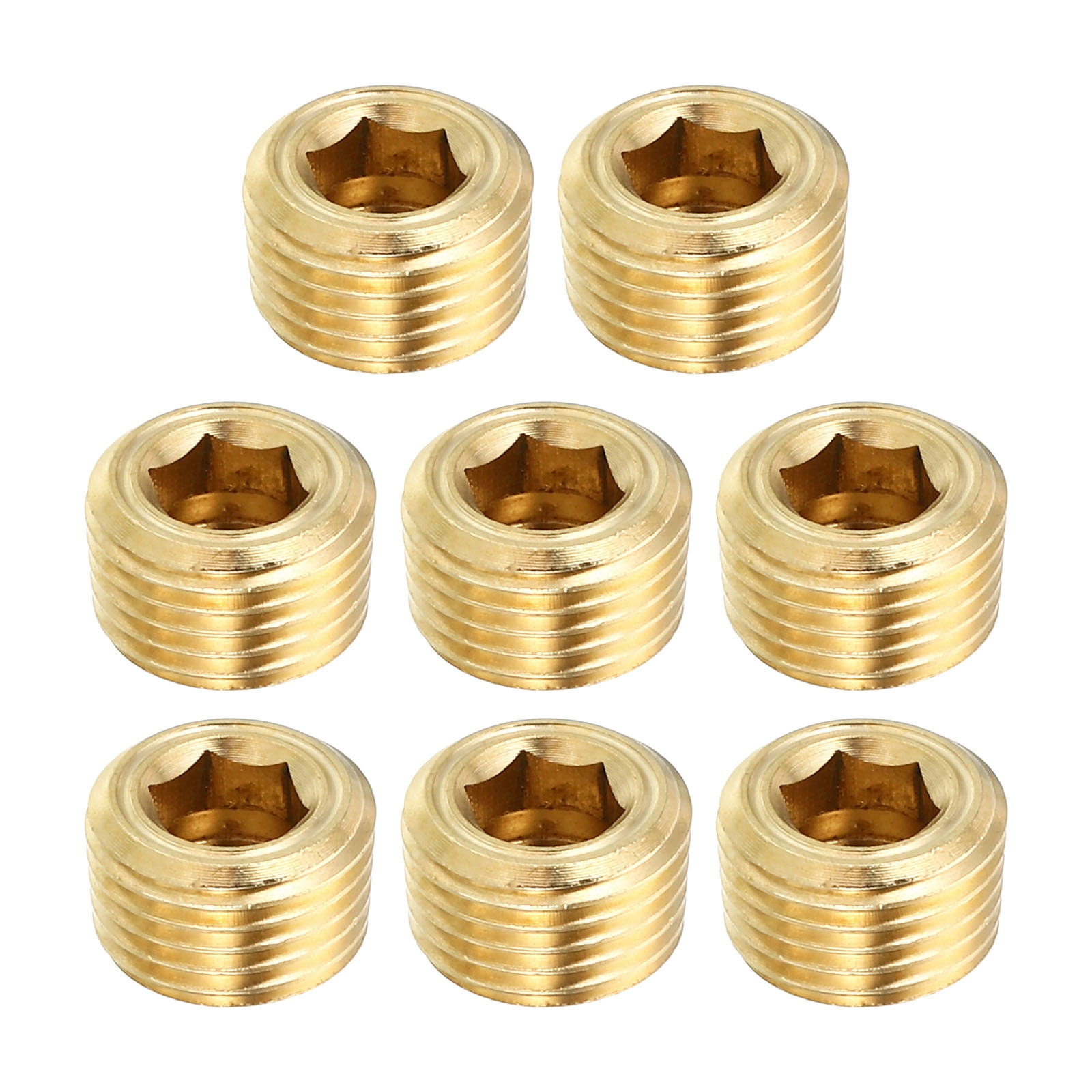 Uxcell 1/8" NPT Brass Hex Countersunk Plugs Counter Sunk Internal Hex Thread Socket Pipe Plugs ...